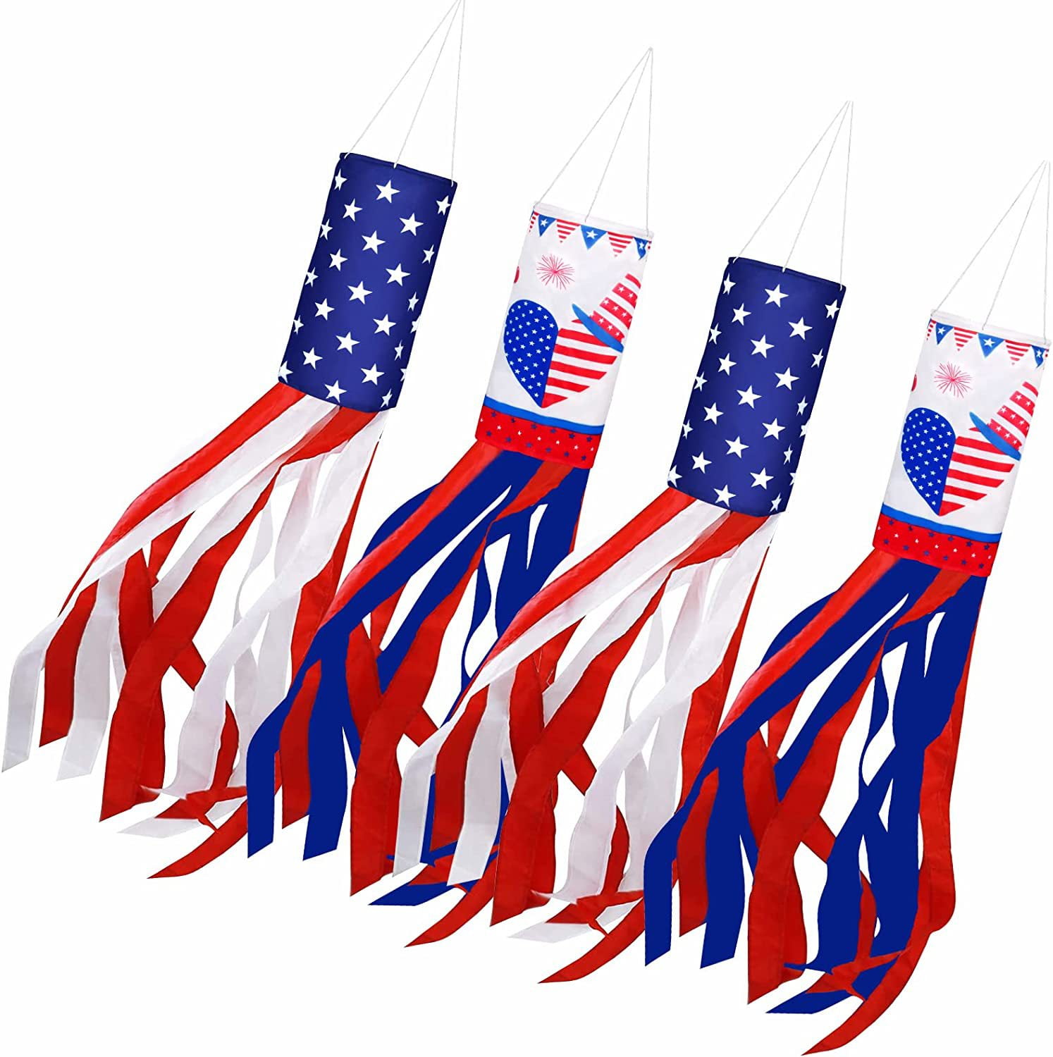Janrevotw 4 Piece Windsock Bag Outdoor Hanging Home Decor Independence ...