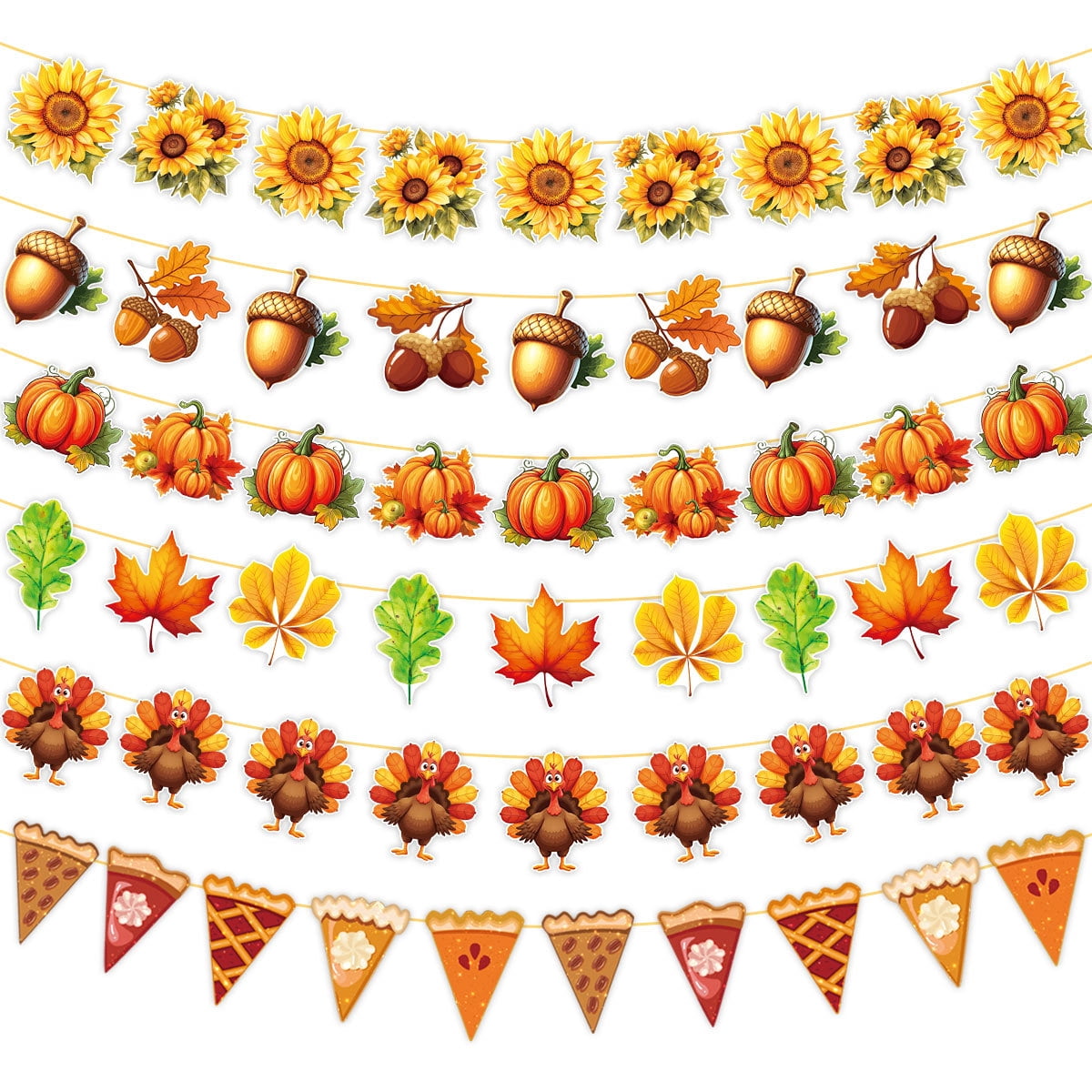 Janrevotw 6-Piece Pumpkin Pie Banner Thanksgiving Decorations, Pie ...