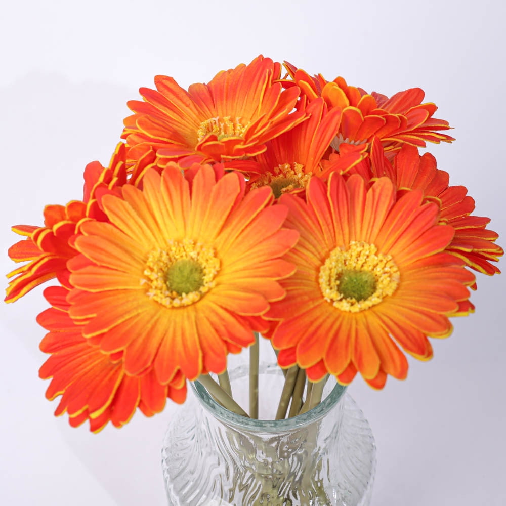 Janrevotw Artificial Flowers Silk Gerbera Daisies, 6pcs 11.81in Fake ...