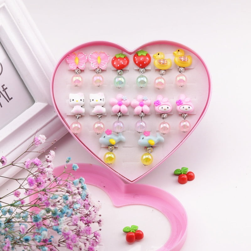 Janrevotw Children'S Sparkly Clip On Earrings And Adjustable Children'S ...
