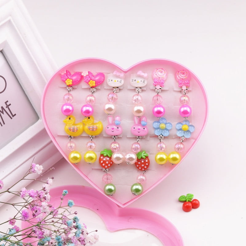 Janrevotw Children'S Sparkly Clip On Earrings And Adjustable Children'S ...