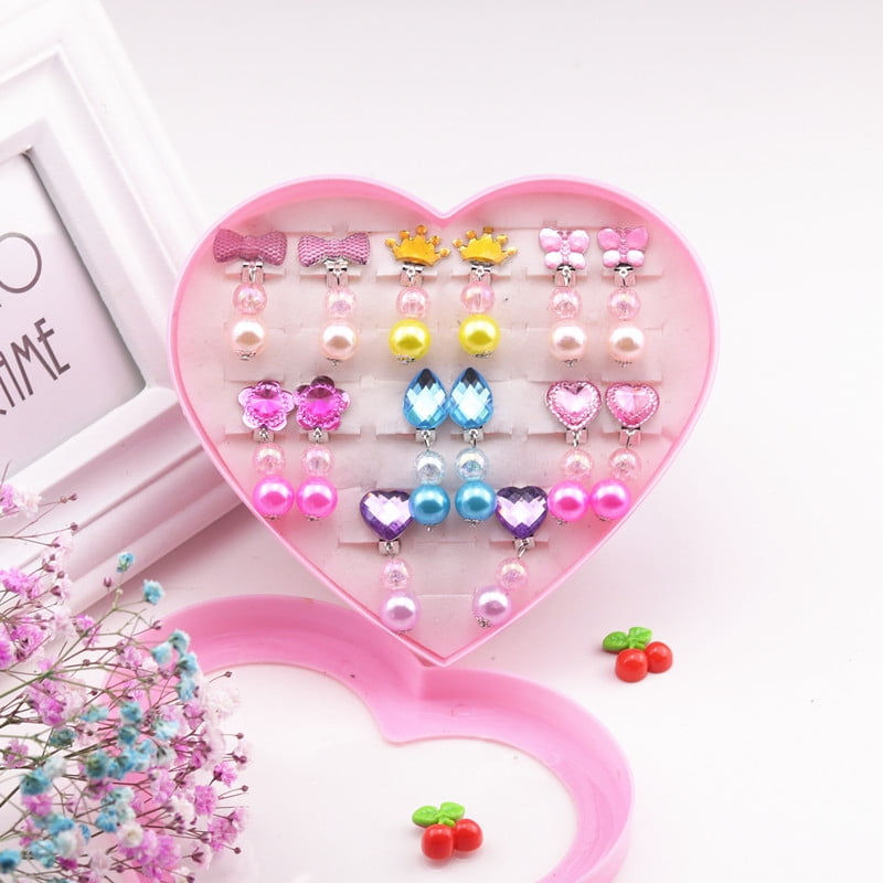 Janrevotw Children'S Sparkly Clip On Earrings And Adjustable Children'S ...