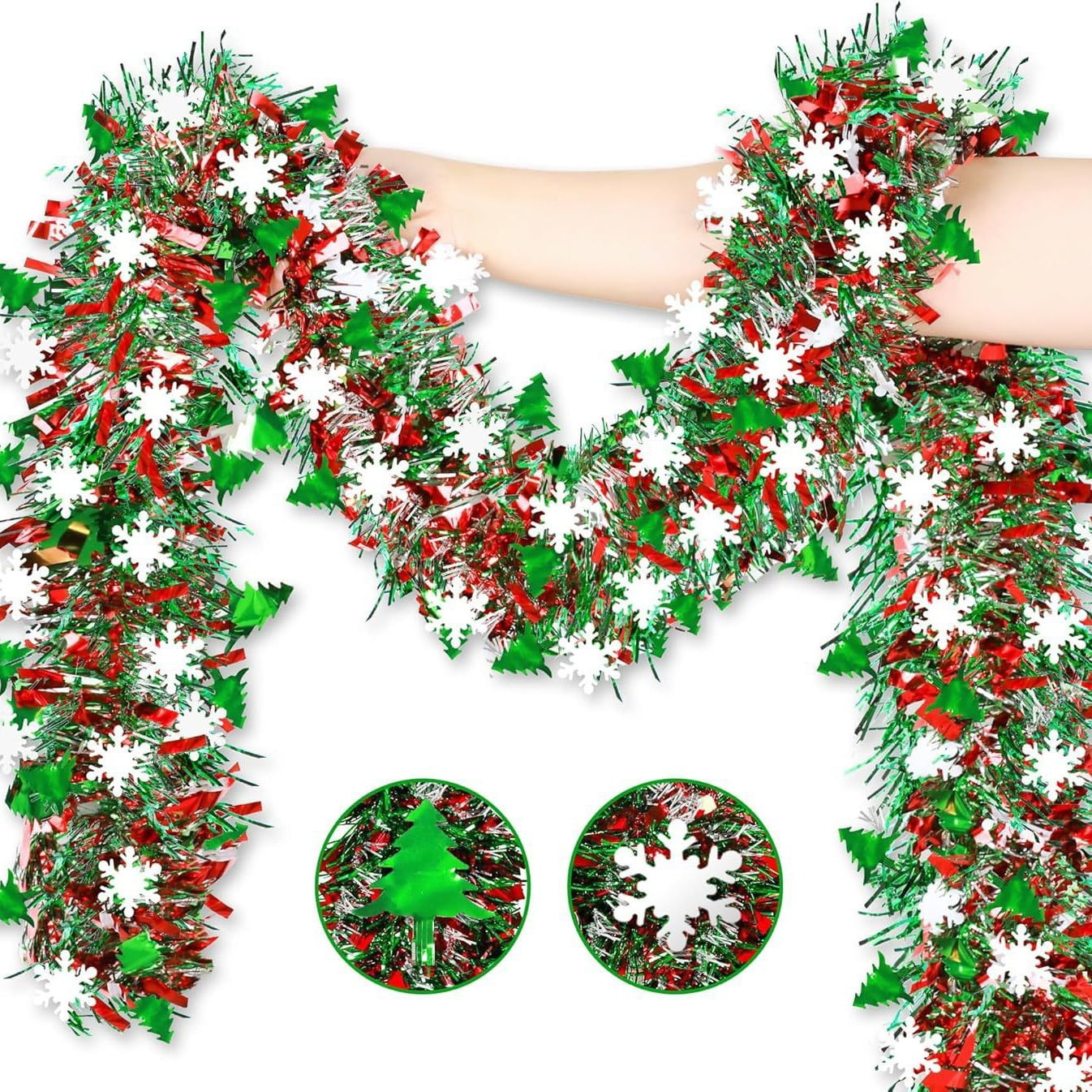 Janrevotw Christmas Tree Decorative Wreath, Red & Green Twisted Metal ...