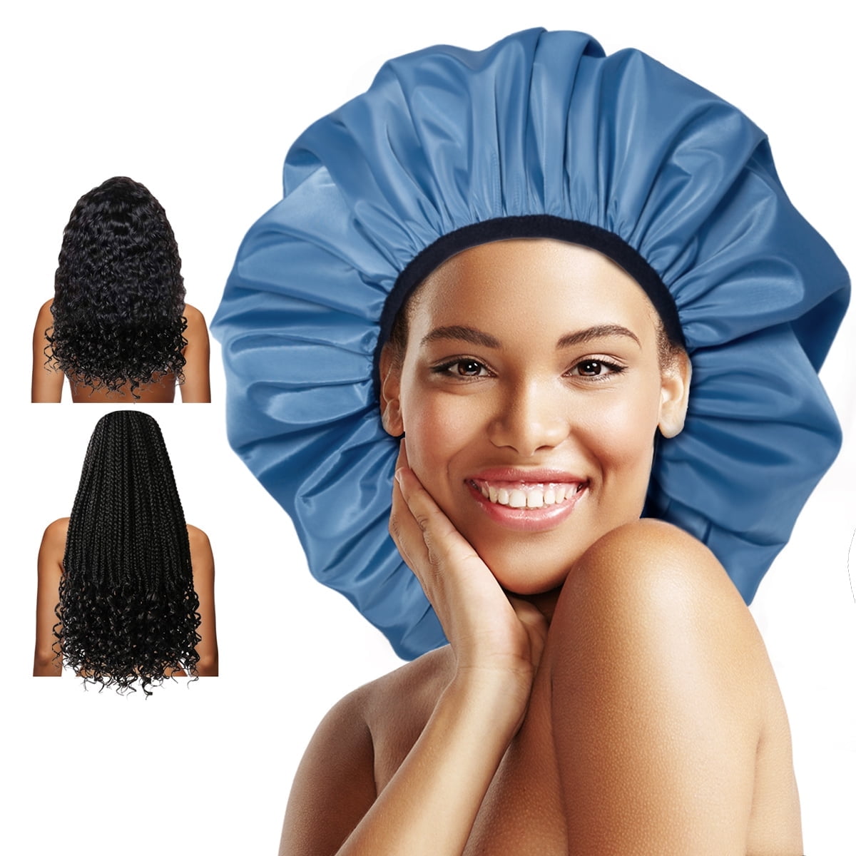 Janrevotw Extra Large Shower Cap, Double-Layer Waterproof Reusable, Xl ...