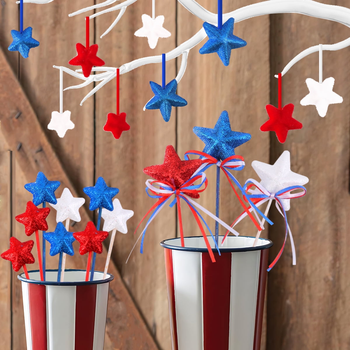 Janrevotw Independence Day Decorations - Red, White, And Blue Star ...