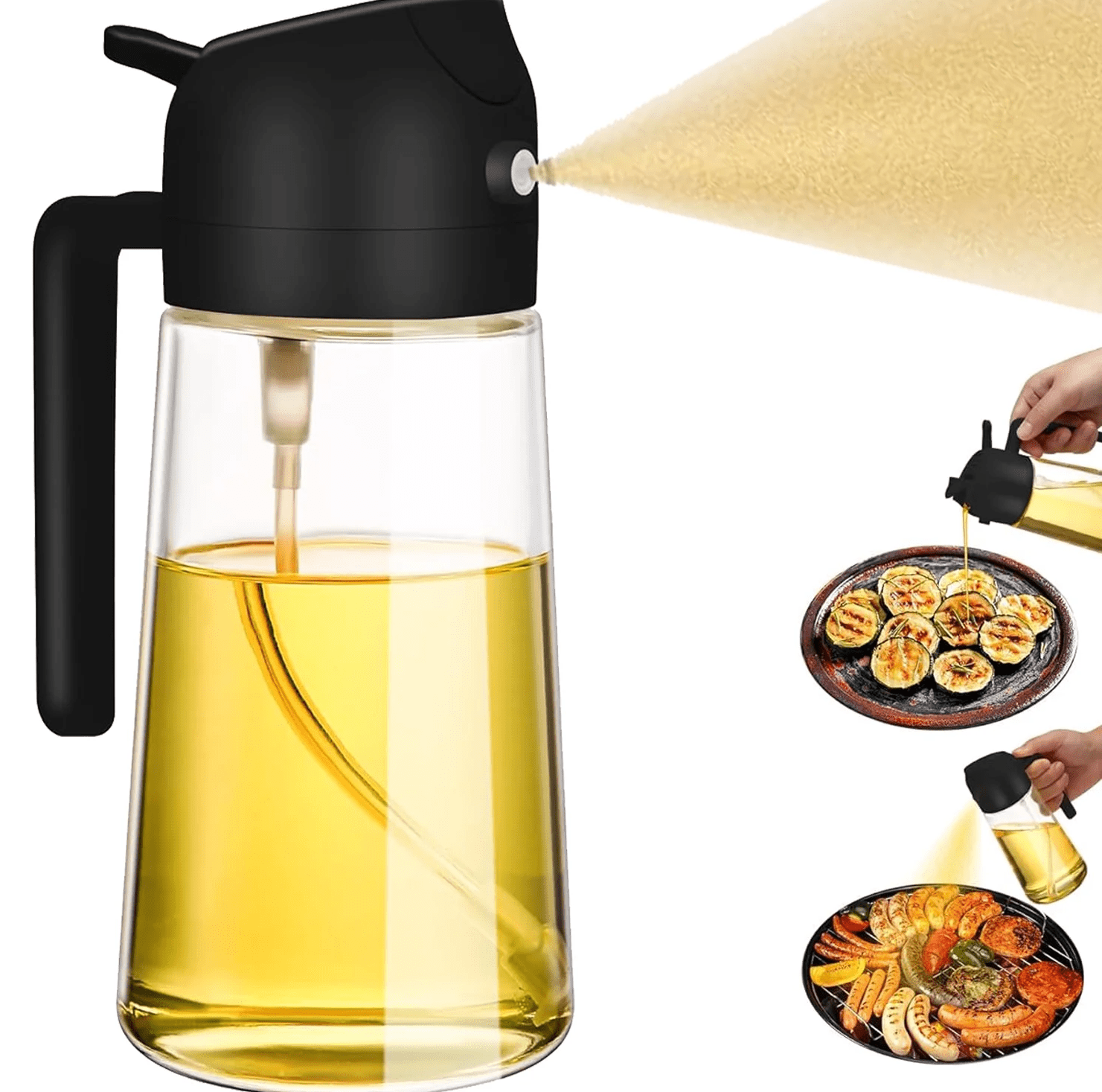 Janrevotw Kitchen Spray Oil Dispenser, 2 In 1 Oil Dispenser And Sprayer ...