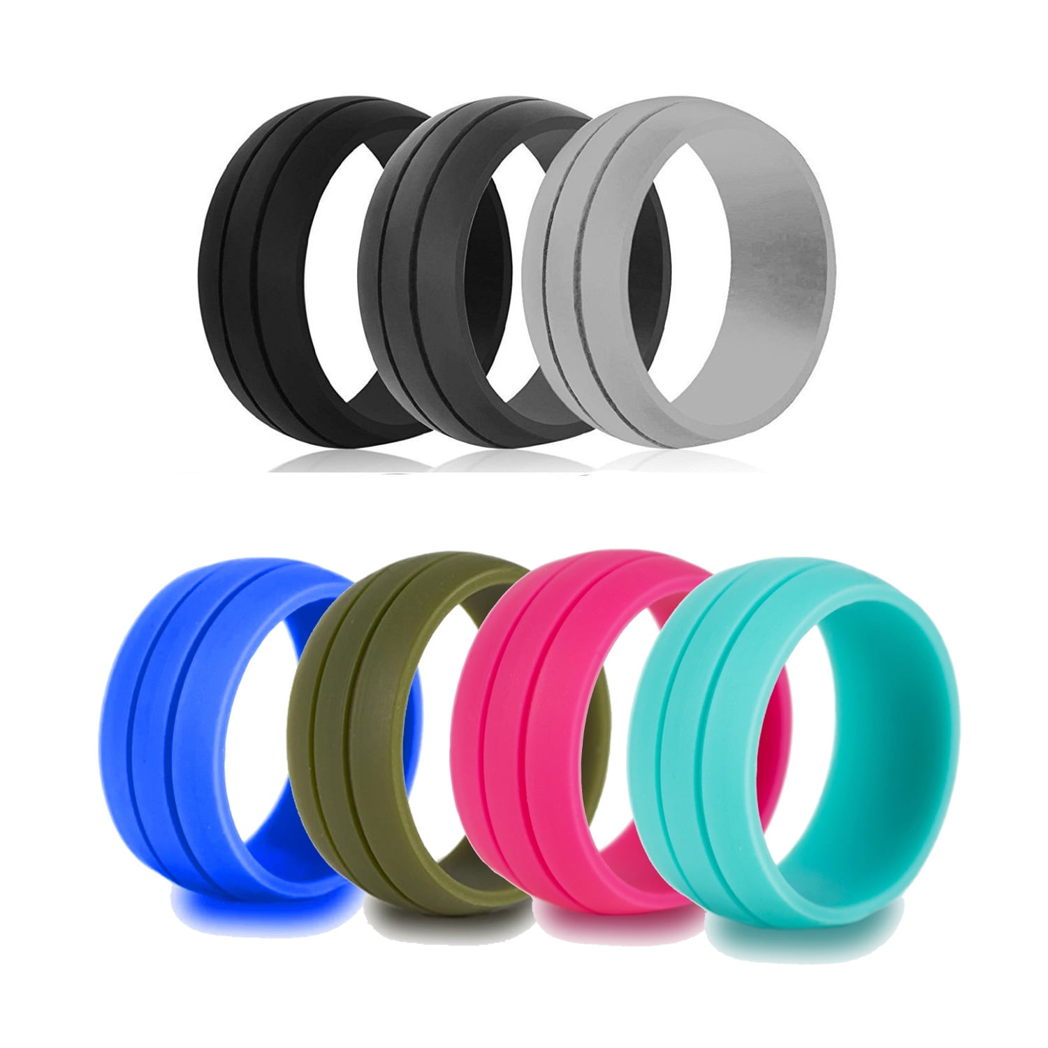 Janrevotw Men's Silicone Rings - Mens Silicone Wedding Band & Rubber ...