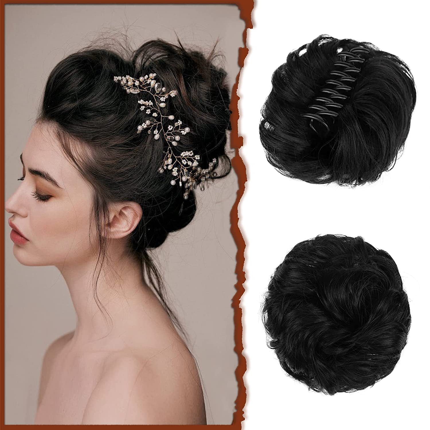 Janrevotw Messy Bun Easy Clip Wig Big Grab Clip Messy Curly Hair Circle ...