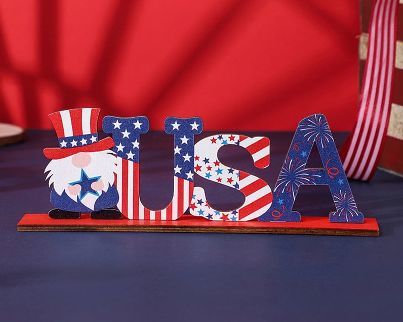 Janrevotw Patriotic Table Decorations 4th Of July Wooden Table ...