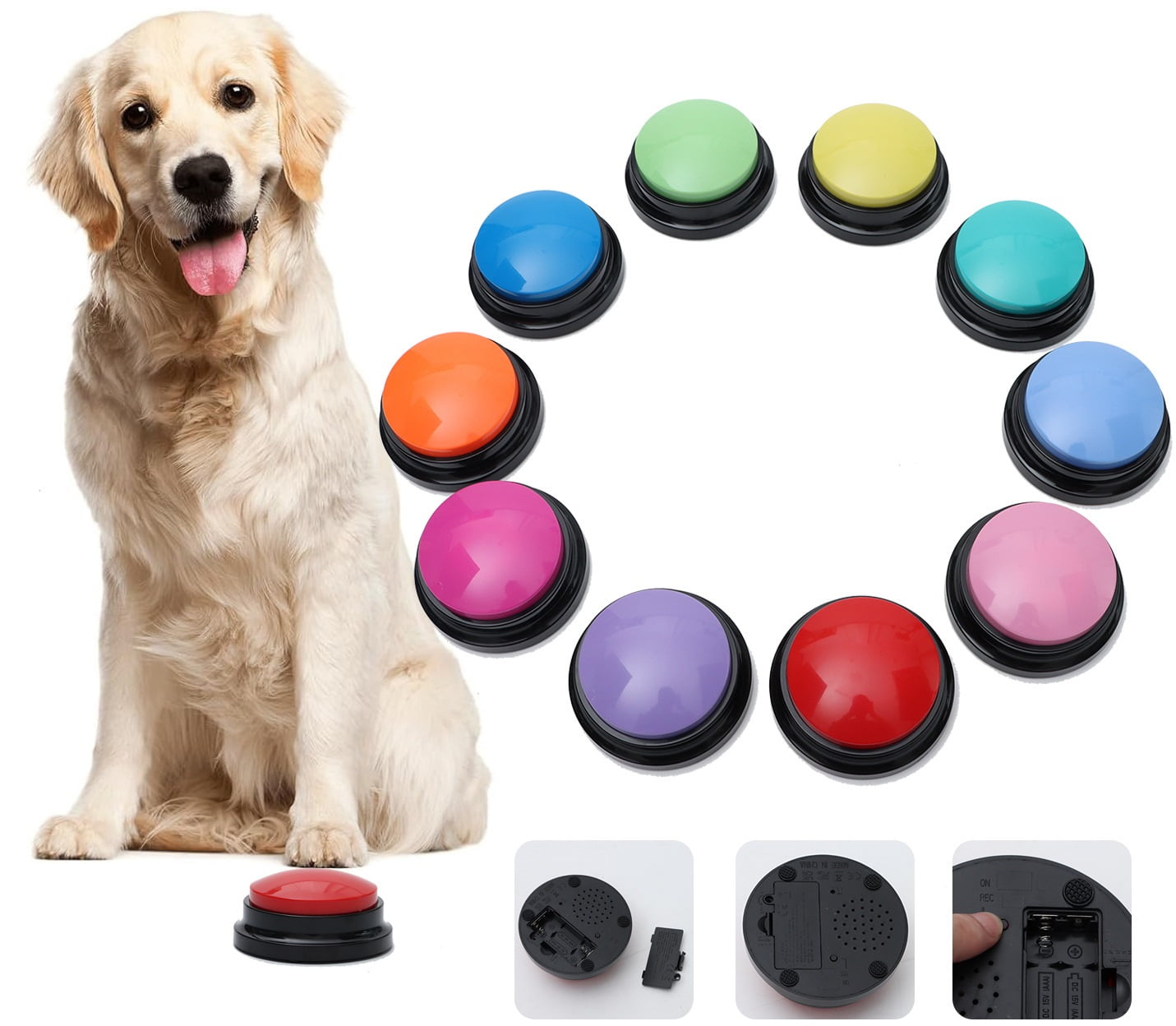 Janrevotw Pet Communication Button Speaker Dog Talking Toys Recording ...