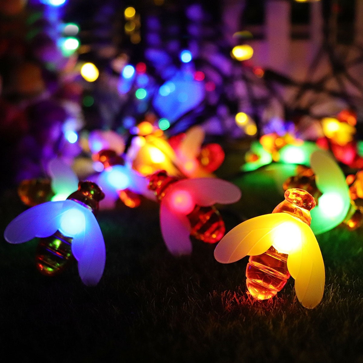 Janrevotw Solar-Powered Bee String Lights, Waterproof Large Yellow ...