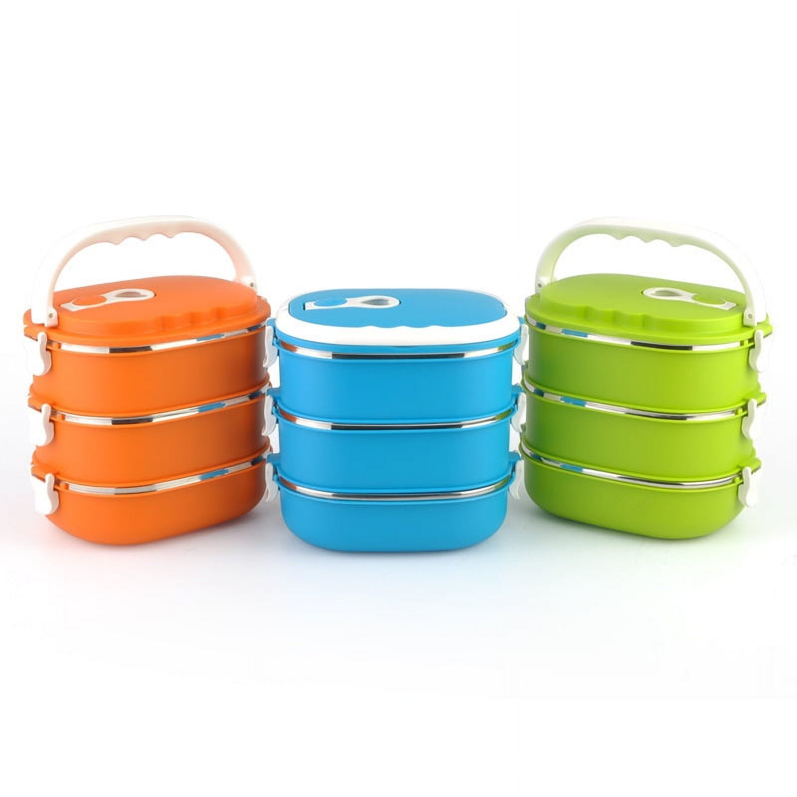 Janrevotw Stainless Steel Lunch Box Rectangular Lunch Box Multi-Layer ...