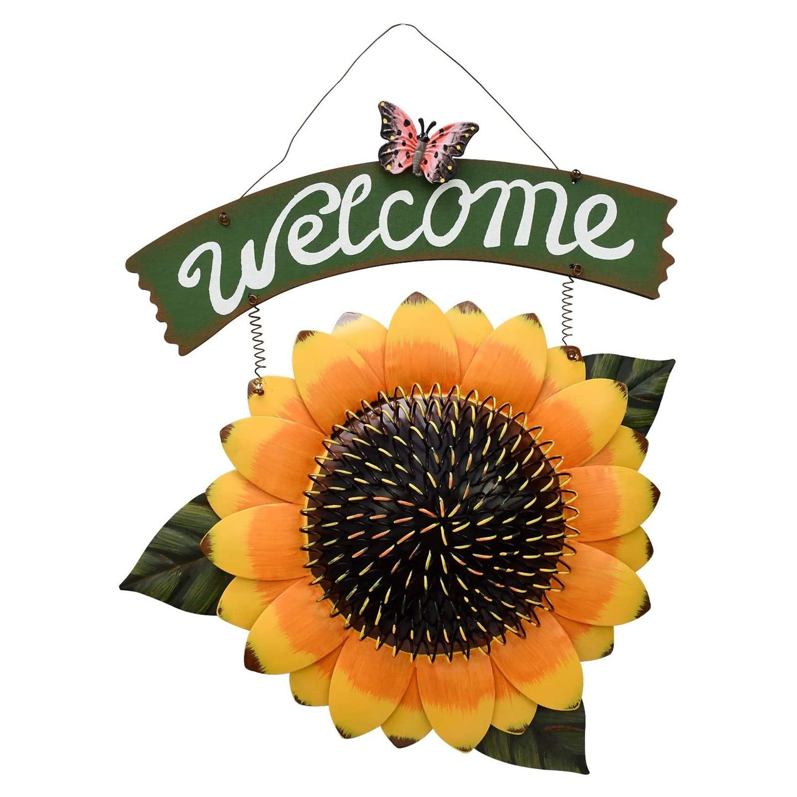 Janrevotw Sunflower Welcome Sign Front Door Decor Hanging Sign, Metal ...
