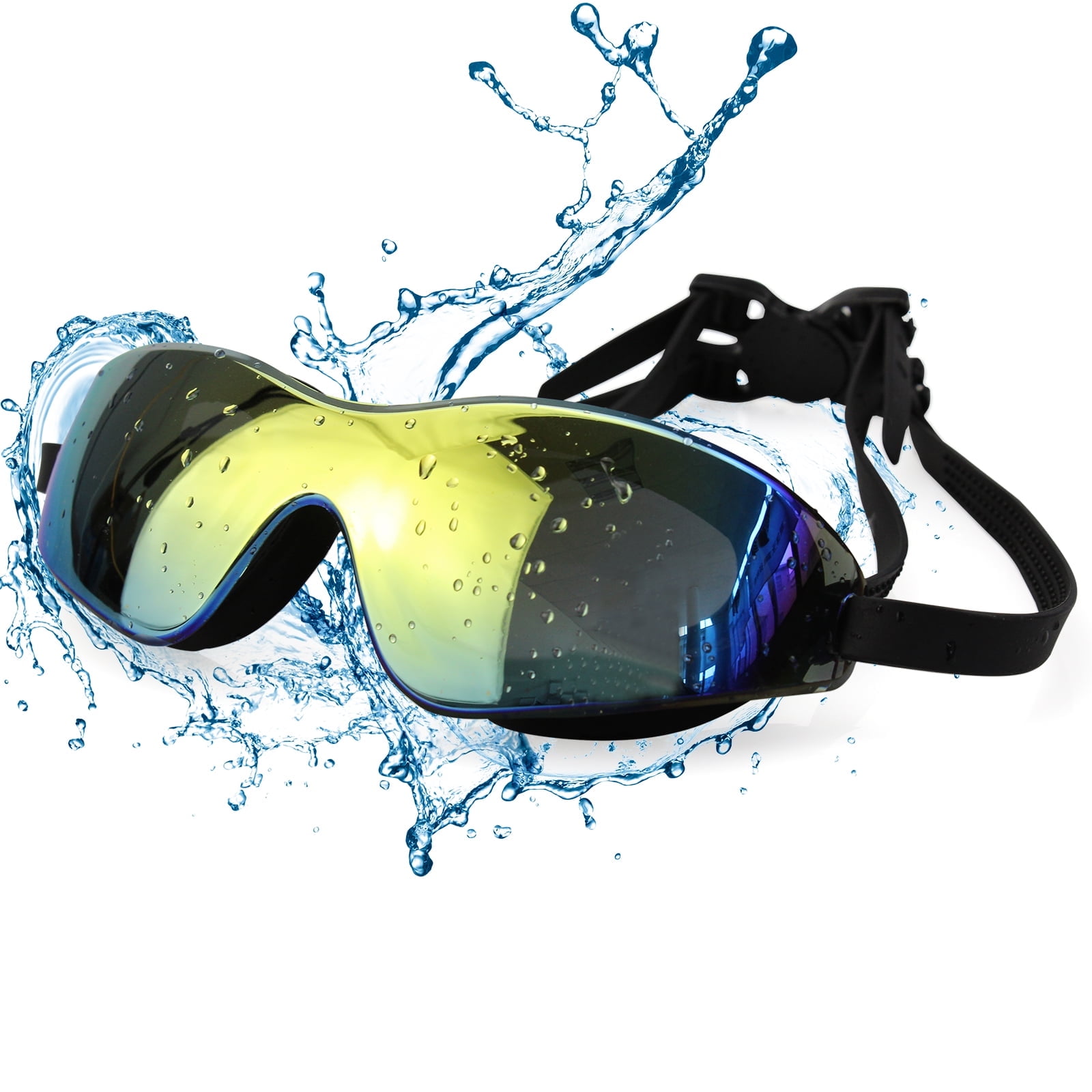 Janrevotw Swim Goggles, Mirrored Swimming Glasses Full Protection Pool ...
