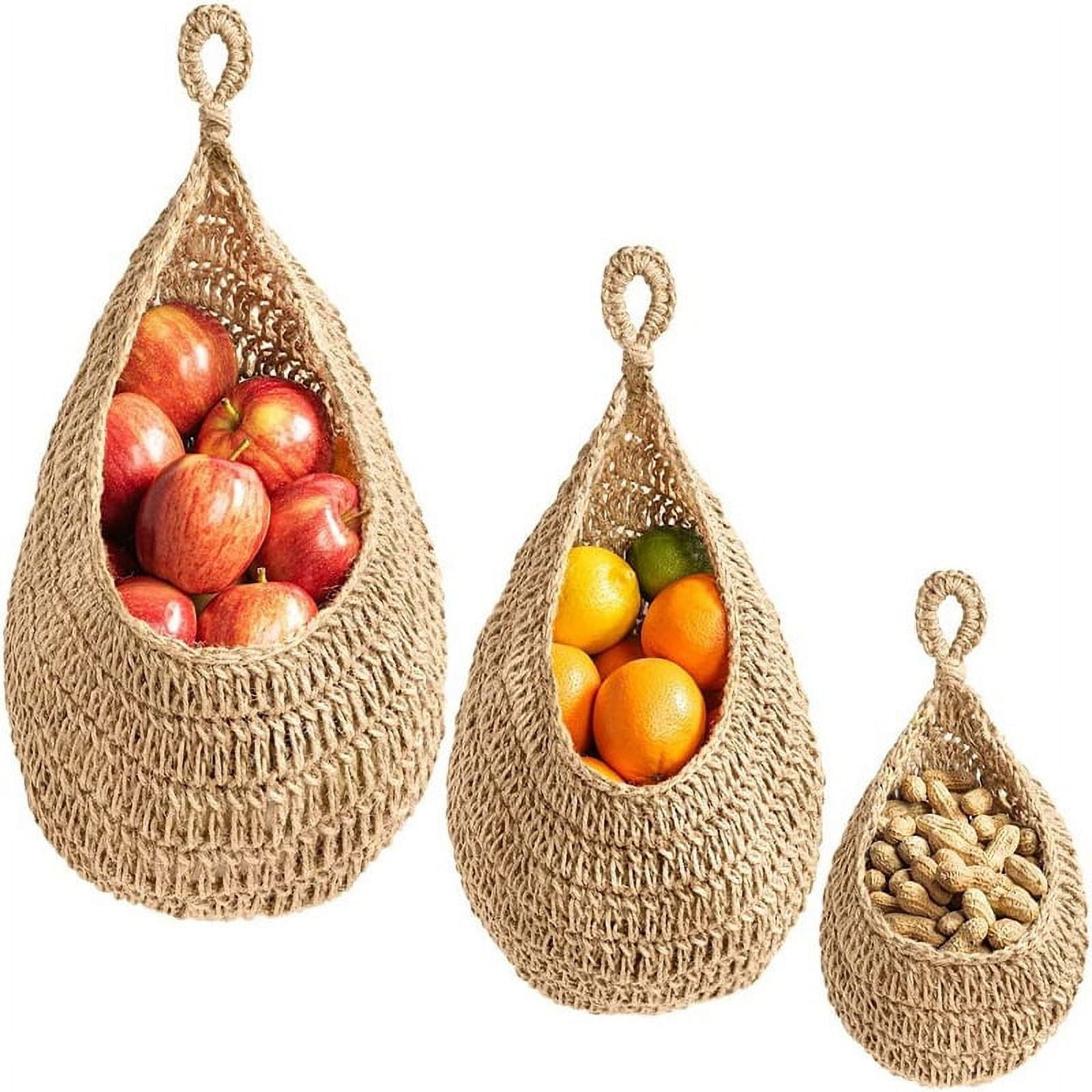 Janrevotw Wall Vegetable And Fruit Basket Jute Hanging Basket Wall ...