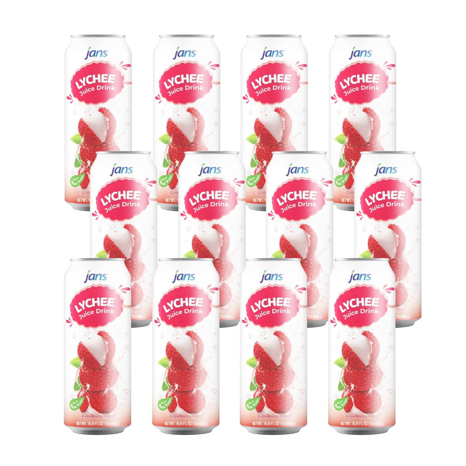 Jans 30% Lychee Juice Drink With Pulp 16.9 oz (Pack of 12) - Walmart.com