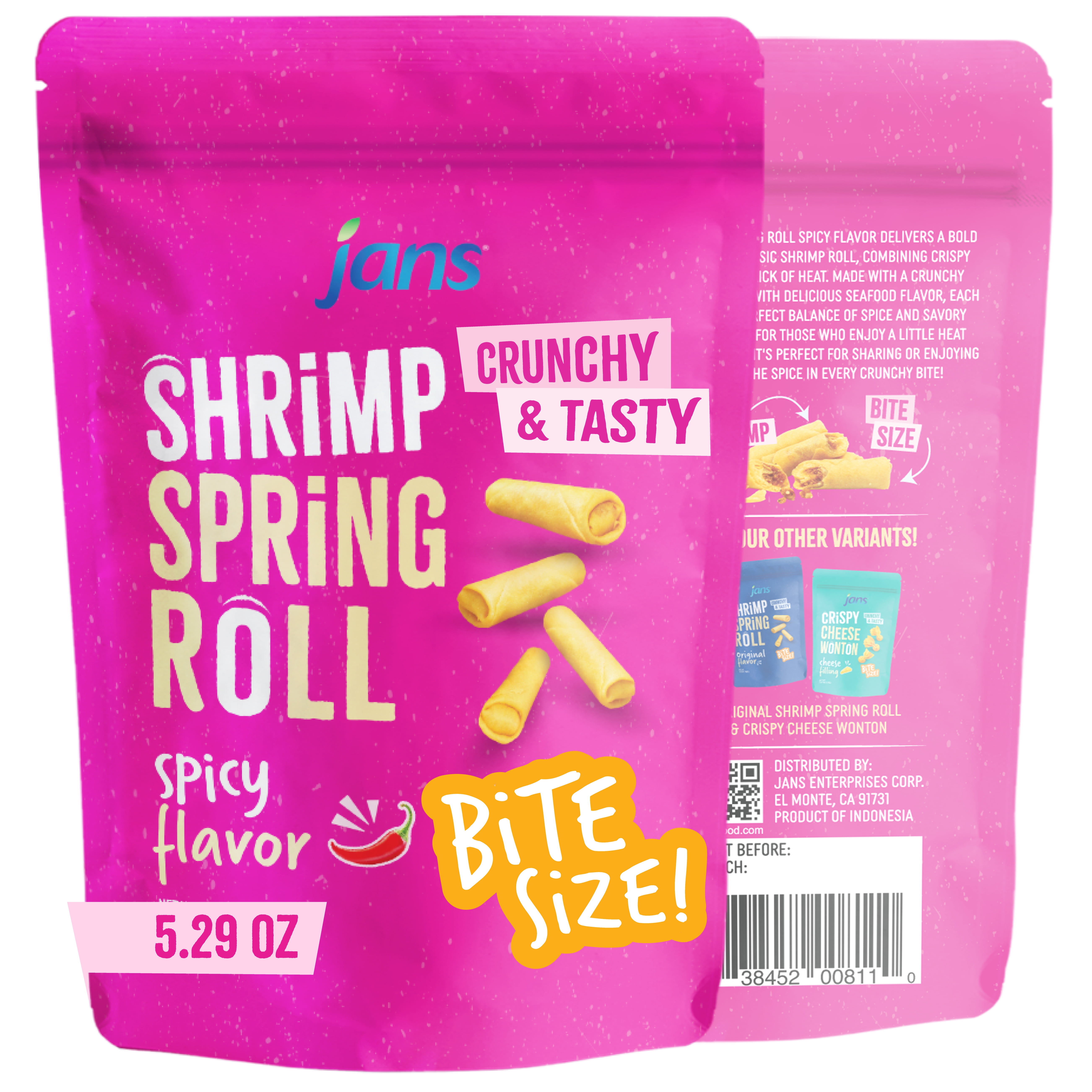 Jans Shrimp Spring Roll, Spicy Flavor, Crunchy Bite Size Snacks, 5.29 ...