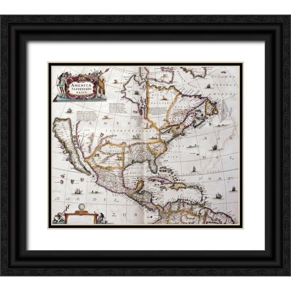 Janssonius, Joannes 17x15 Black Ornate Wood Framed with Double Matting ...