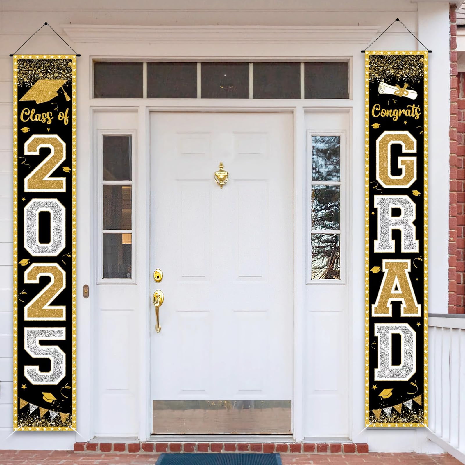 Jansun 2025 Black Gold OIF8 Graduation Banner Party Decoration Class of ...