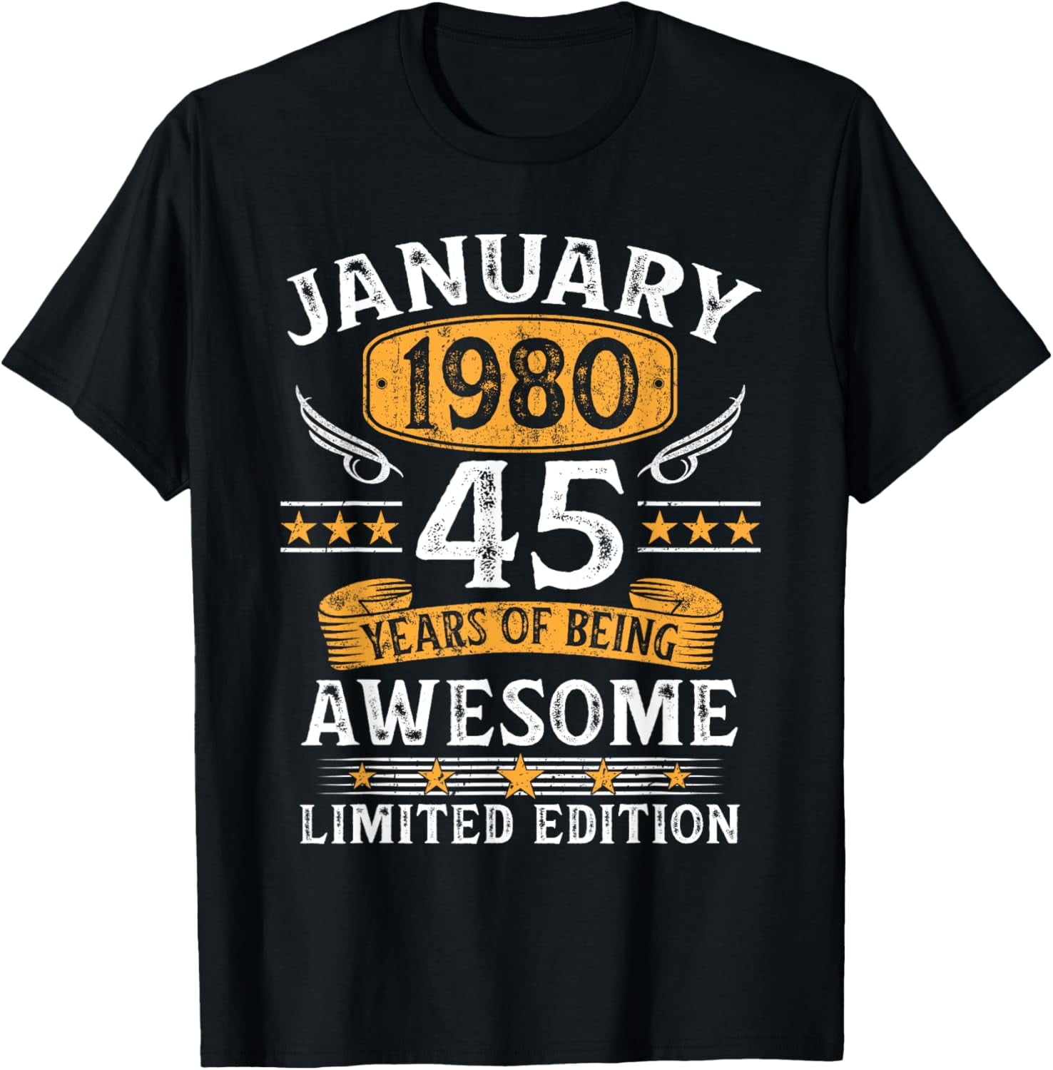 January 1980 45 Years Old Gifts For Men 45th Birthday Gift T-Shirt ...