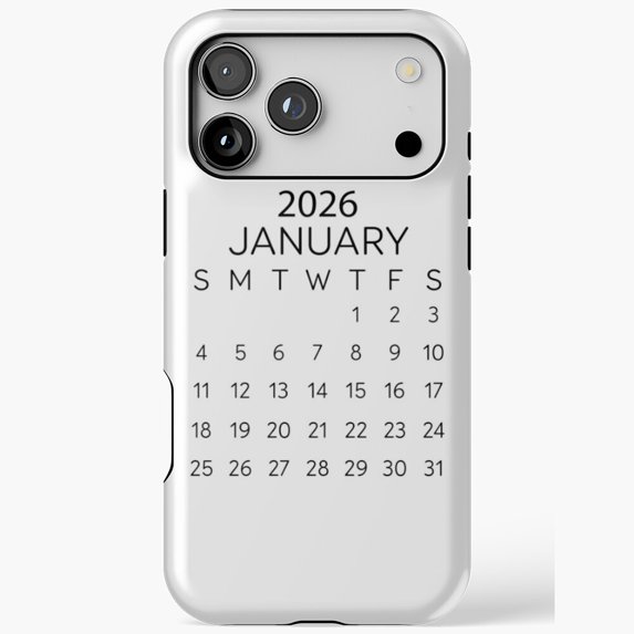 January 2026 Minimalist Black Calendar Phone Case iPhone Case 17 to 11 ...