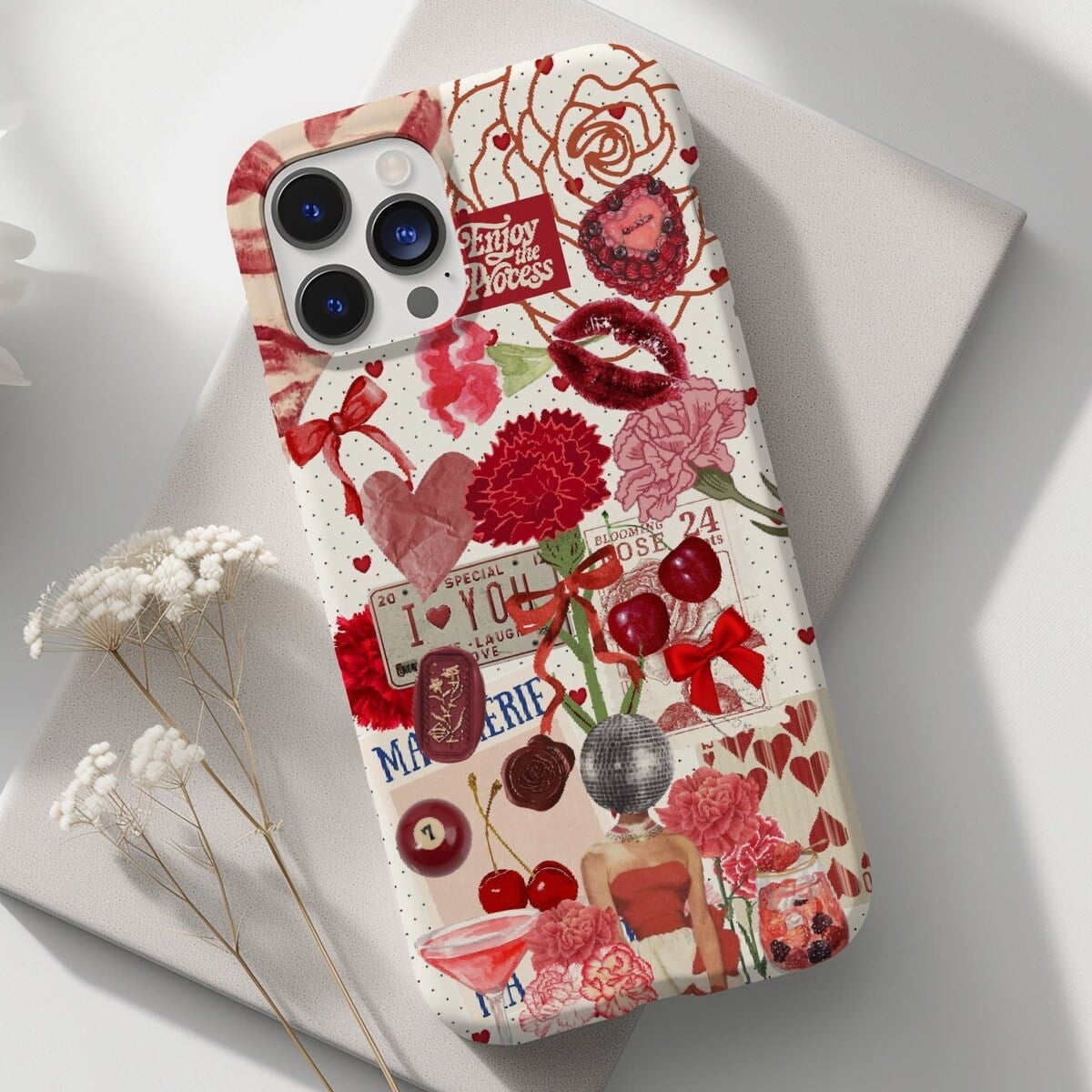 January Birth Flower Collage Phone Case with a Beautiful Carnation ...