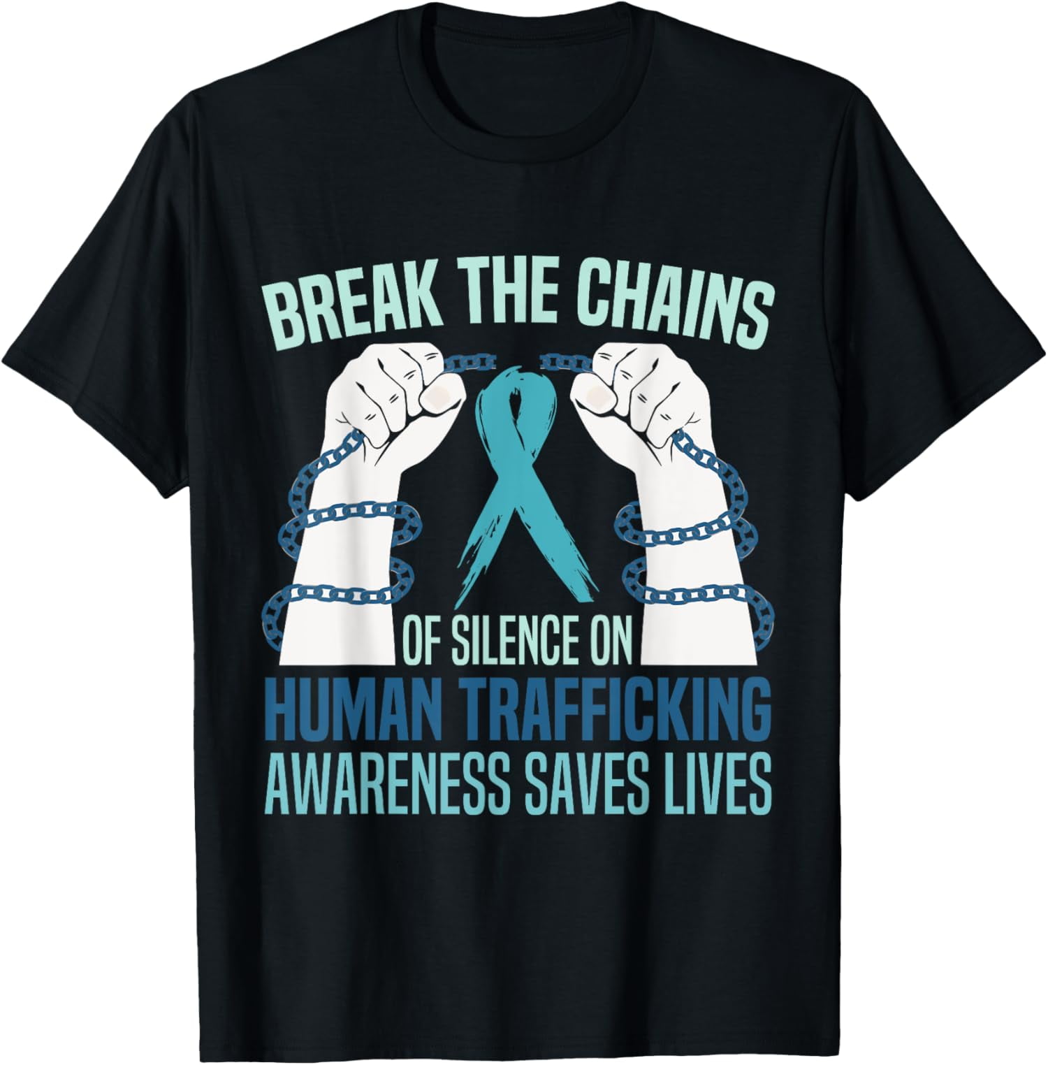 January Human Trafficking Awareness End Silence Blue Ribbon T-Shirt ...