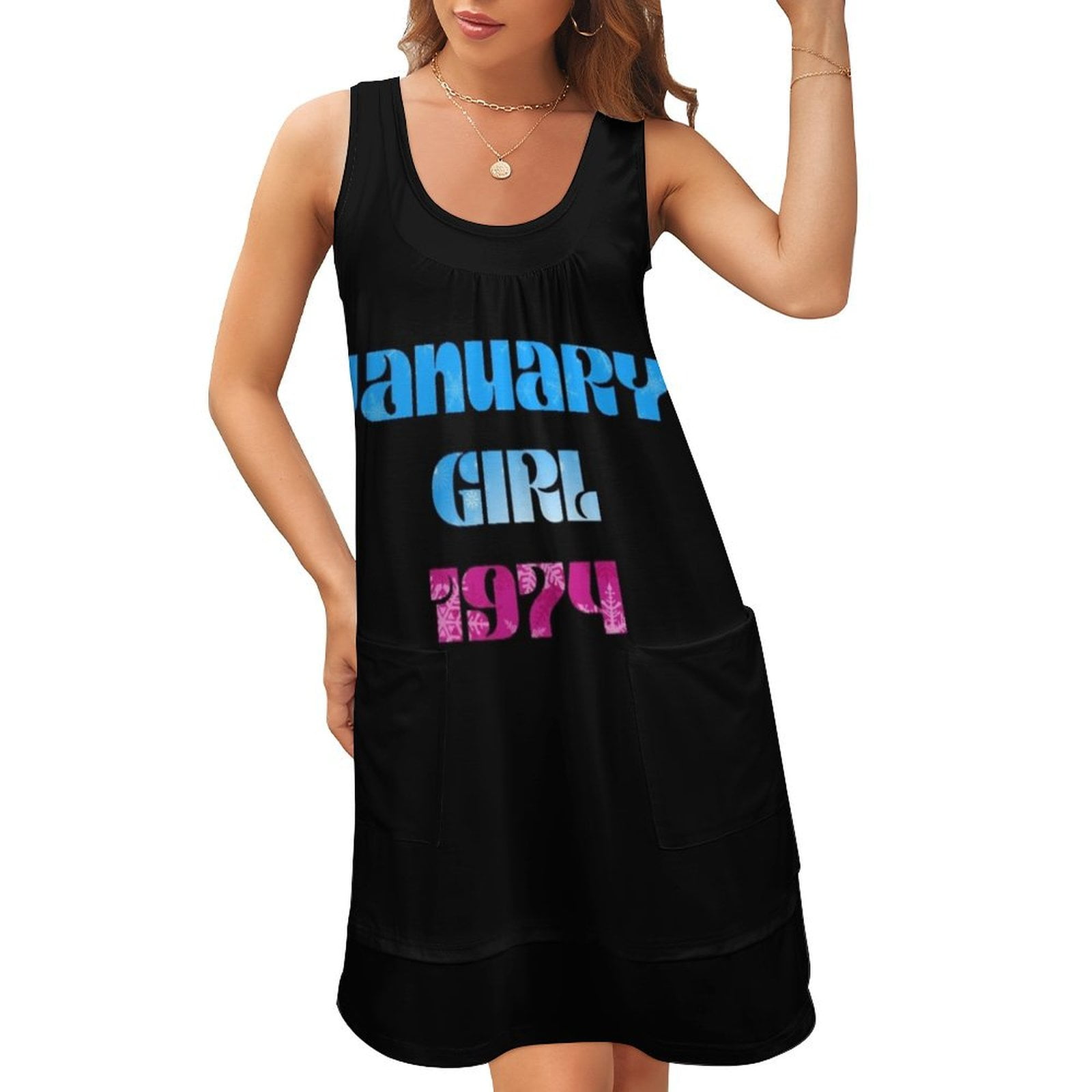 January girl 1974 Sleeveless U-Neck Fake Two Piece Dress wedding ...