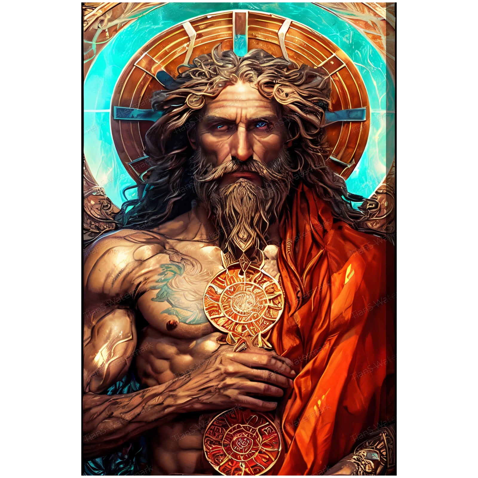 Janus Roman Gods Watercolor - Surreal Mythological Canvas Wall Decor ...