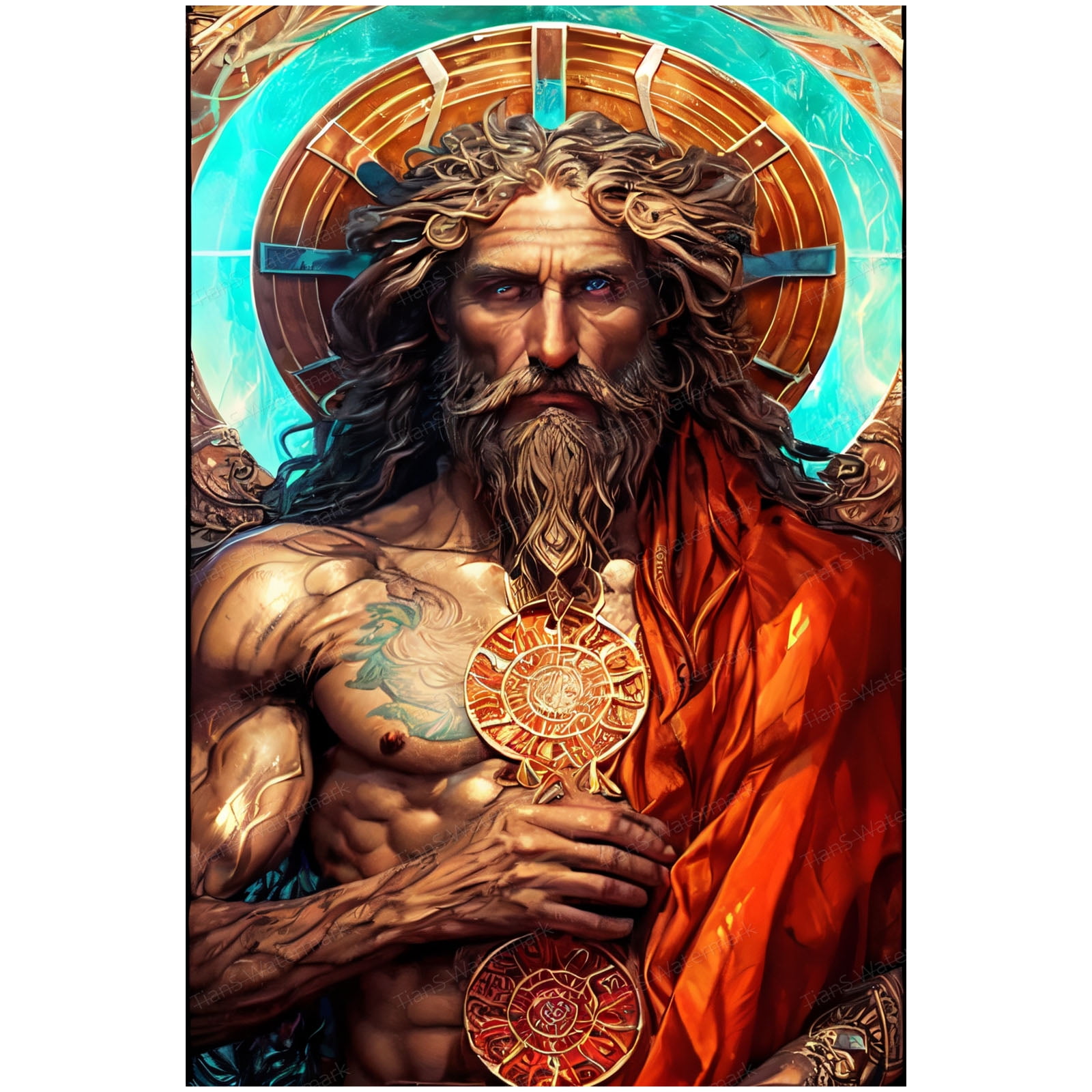 Janus Roman Gods Watercolor - Surreal Mythological Canvas Wall Decor ...