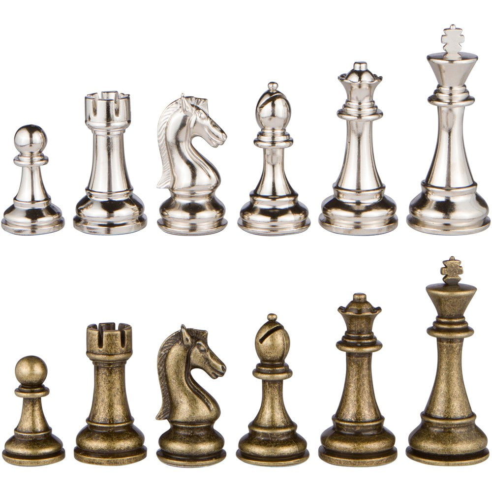 Janus Silver and Bronze IFF17 Extra Heavy Metal Chess Pieces with 4.5 ...