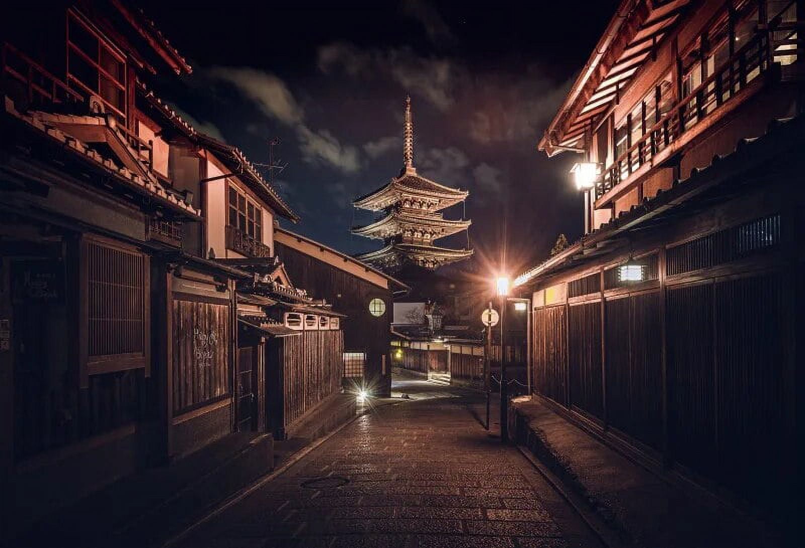 Japan Ancient Building Night Street Photo Background Japanese Temple ...