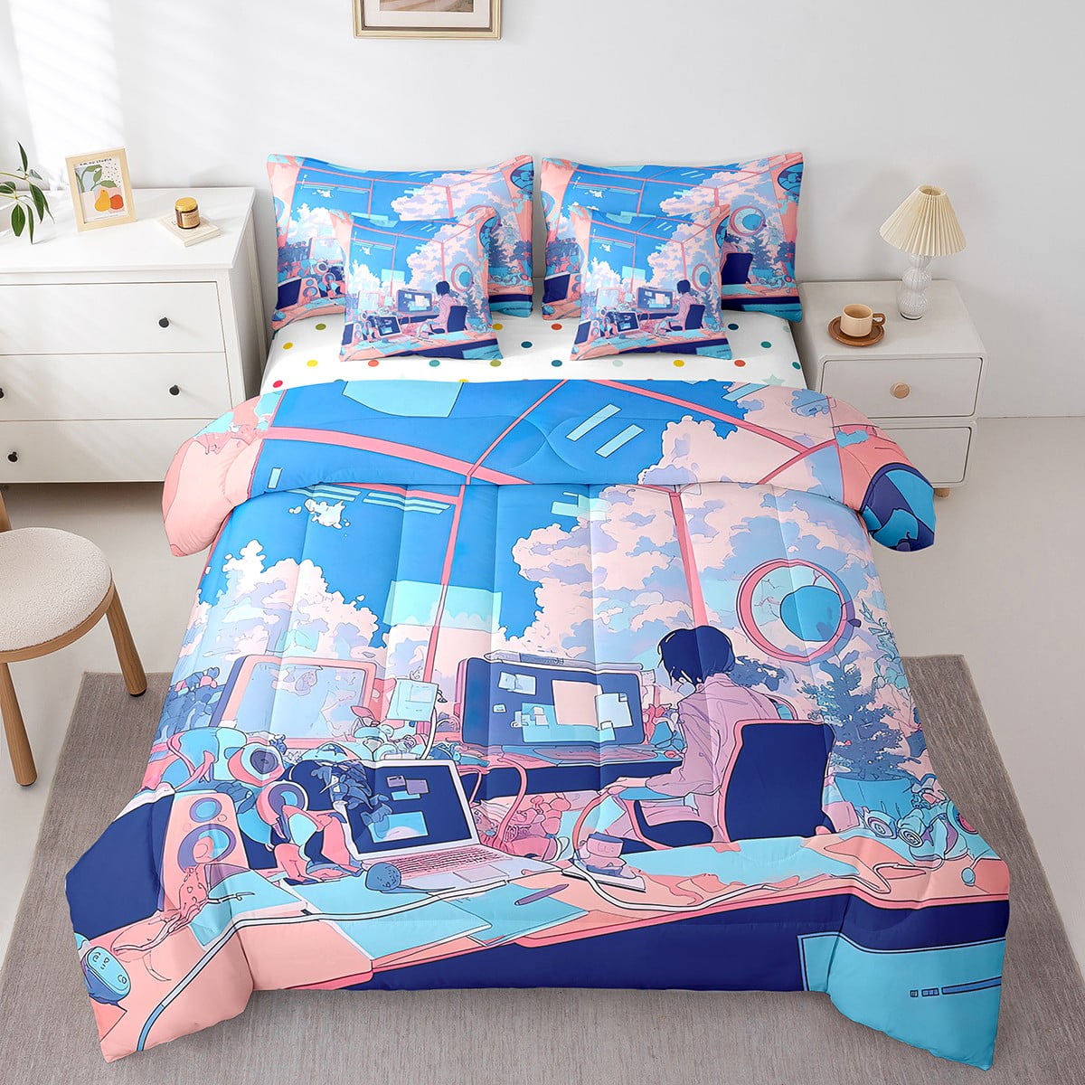 Japan Anime Gifts Bed in a Bag King Size Comforter Set 7 Pieces Cartoon ...