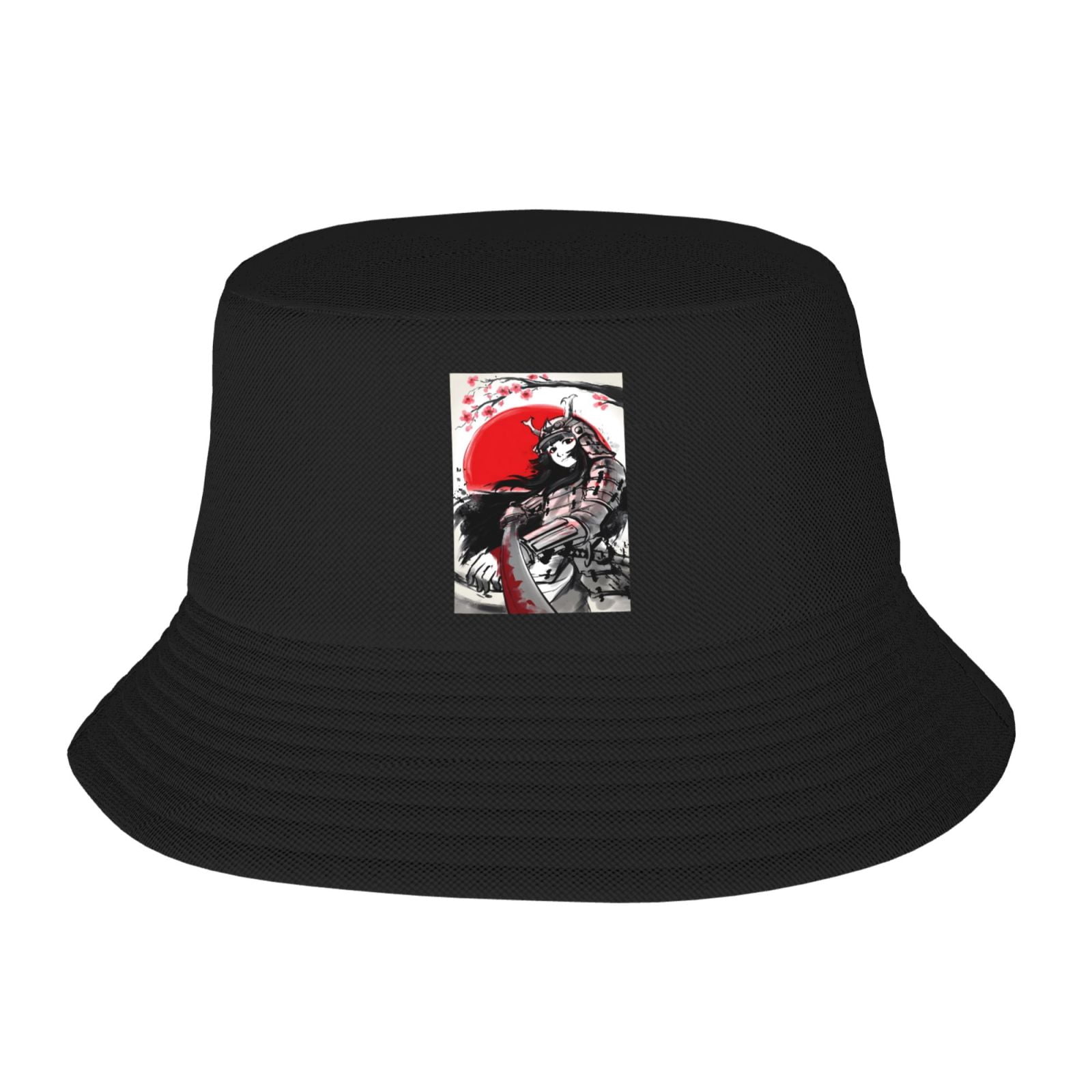 Japan Anime Girl Samurai Bucket Hat For Womens And Mens Outdoor Beach ...