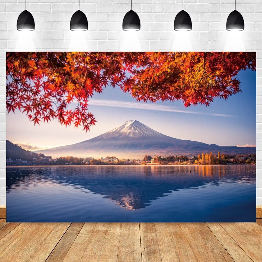 Japan Backdrop Japanese Cherry Blossoms Mount Fuji Landscape Living ...