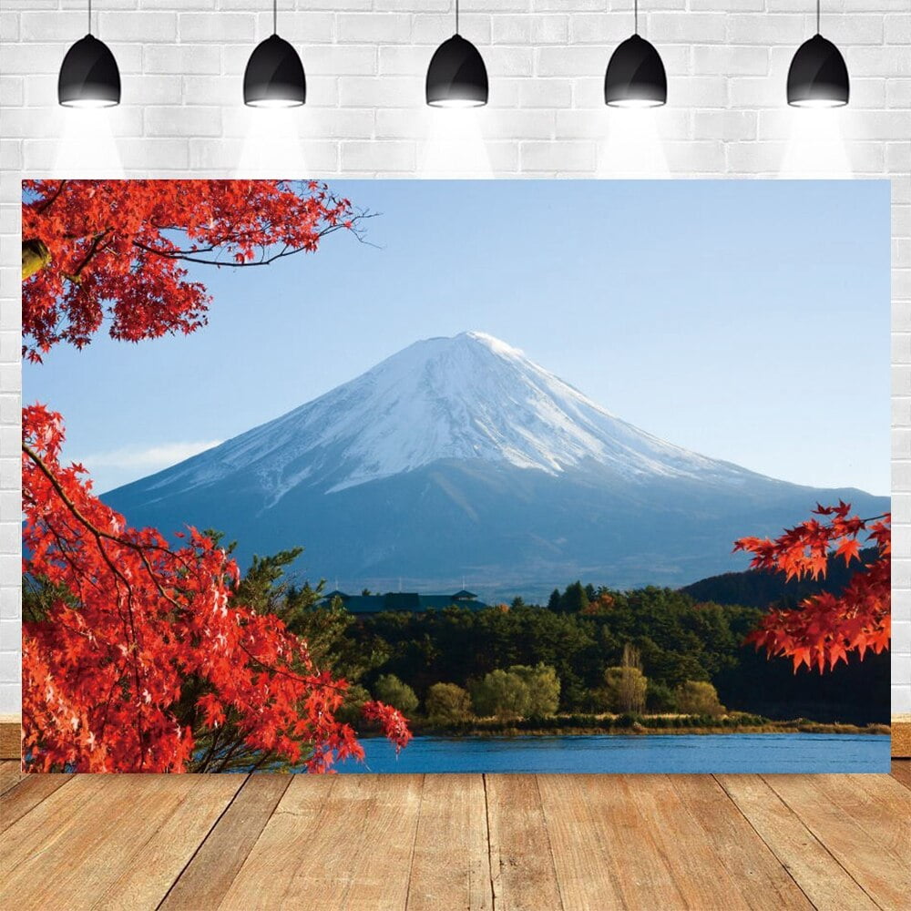 Japan Backdrop Japanese Cherry Blossoms Mount Fuji Landscape Living ...