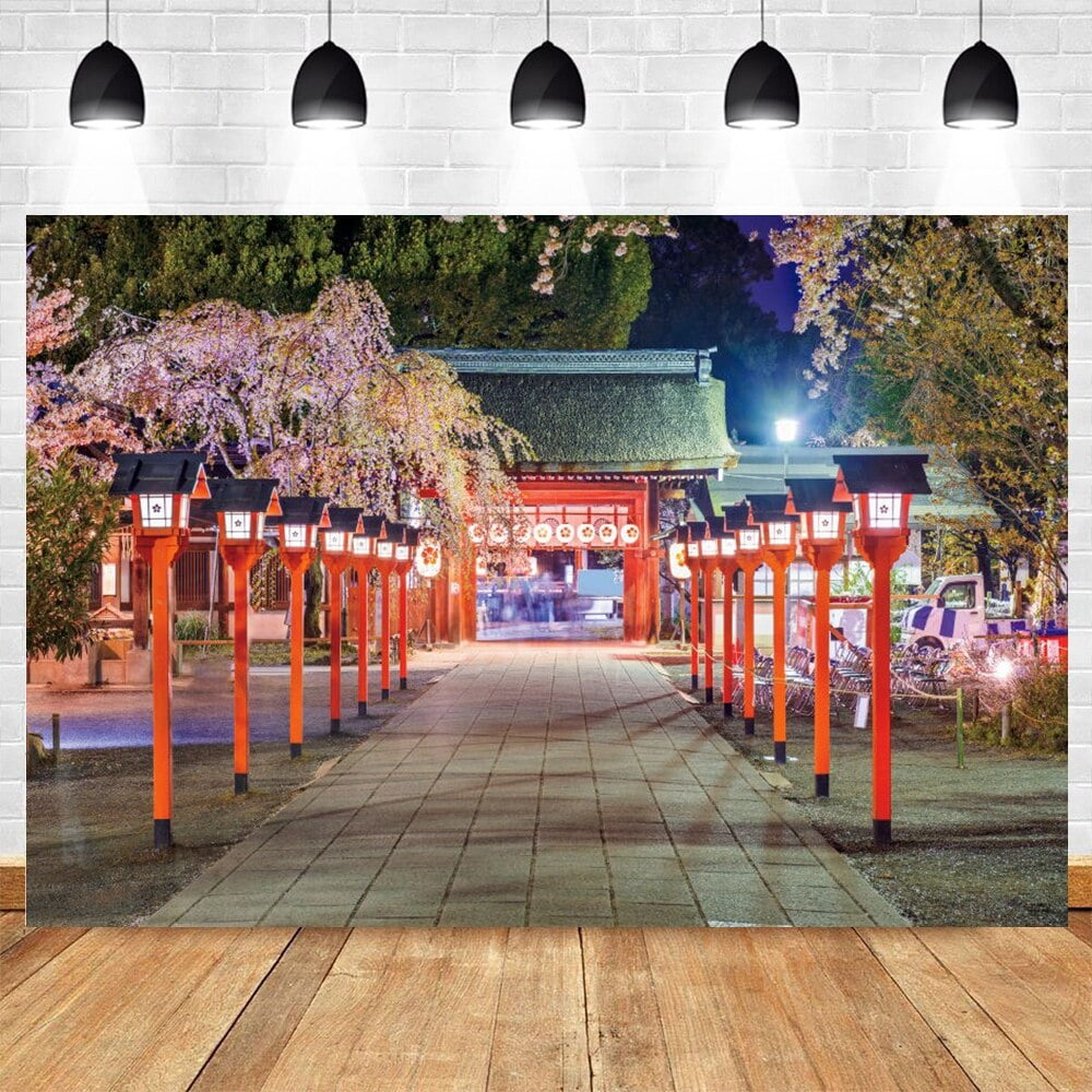 Japan Backdrop Japanese Cherry Blossoms Mount Fuji Landscape Living ...