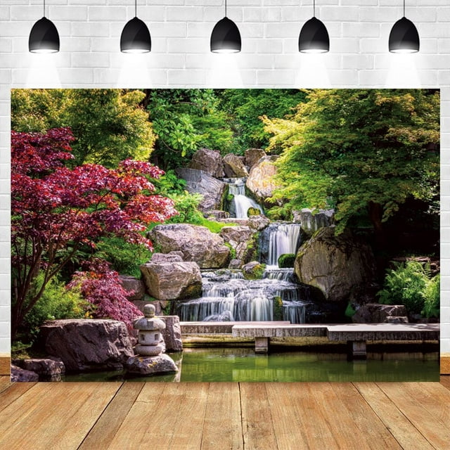 Japan Backdrop Japanese Cherry Blossoms Mount Fuji Landscape Living ...