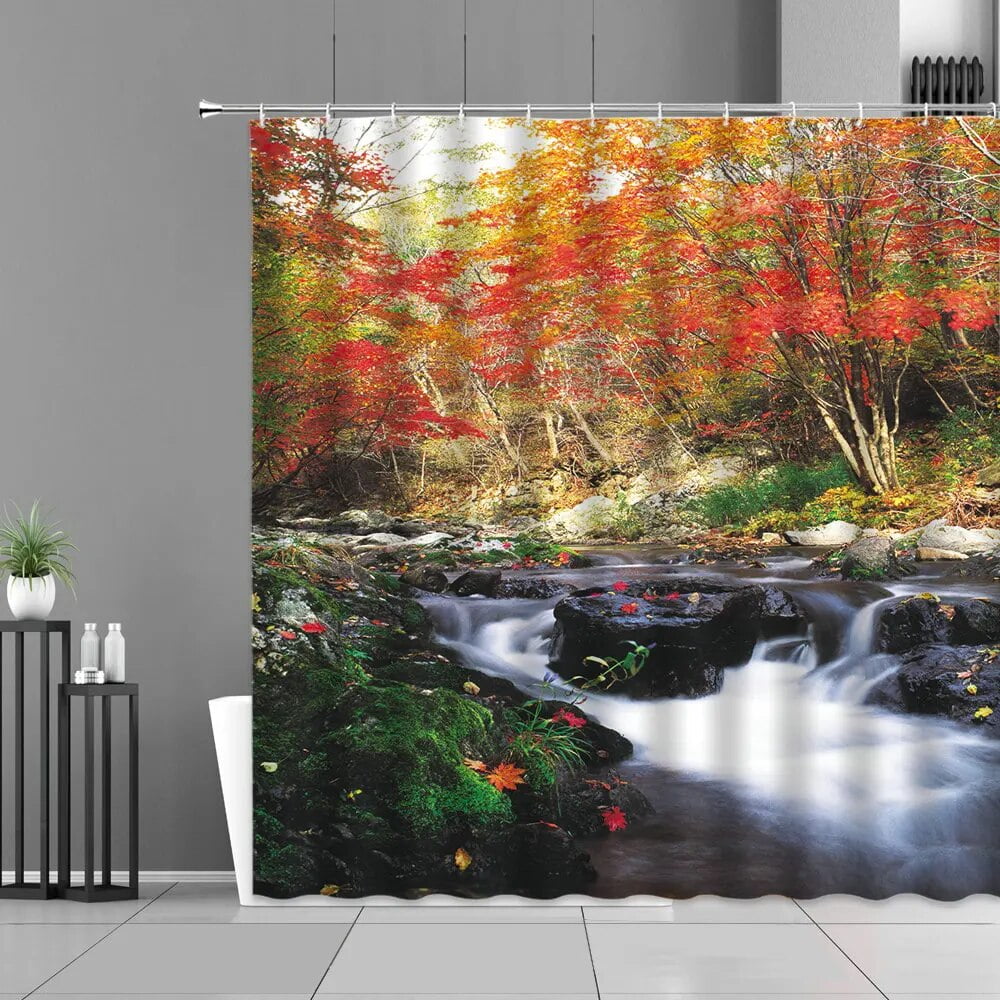 Japan Cherry Flower Fuji Mountain Scenery Shower Curtains Spring Floral ...