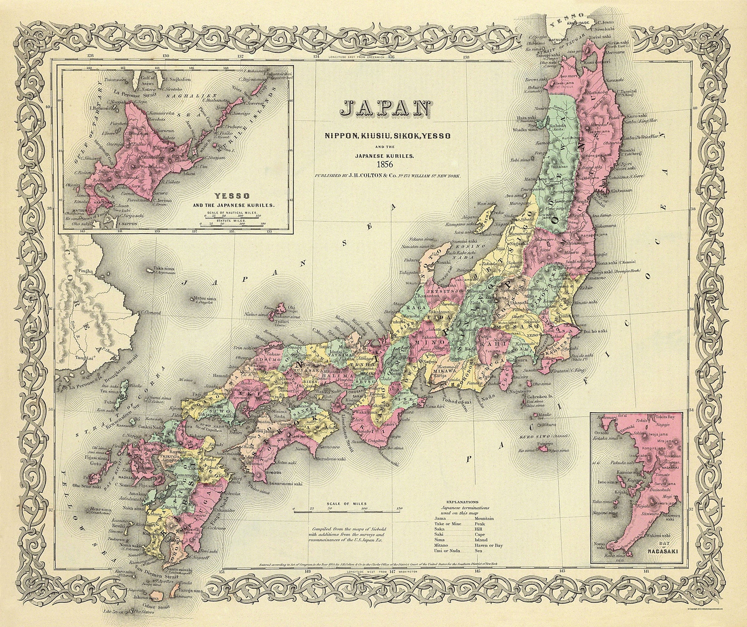 Historic Map - Japan - Colton 1856 - 27.38 x 23 - Vintage Wall Art ...