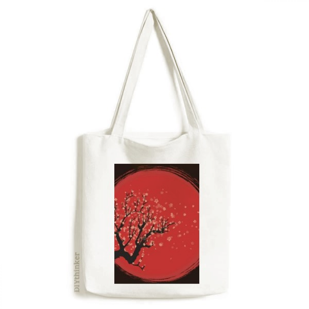 Japan Culture Red White Sakura Art Pattern Tote Canvas Bag Shopping ...
