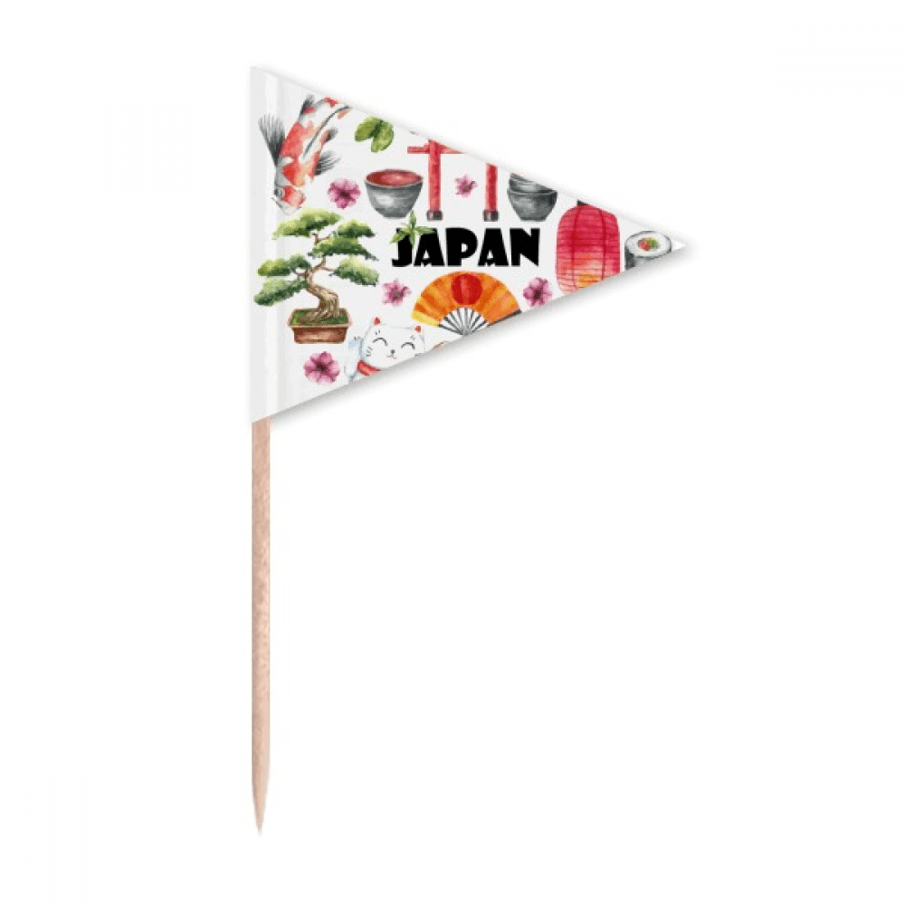 Japan Cute Japanese Style Watercolor Toothpick Triangle Cupcake Toppers ...