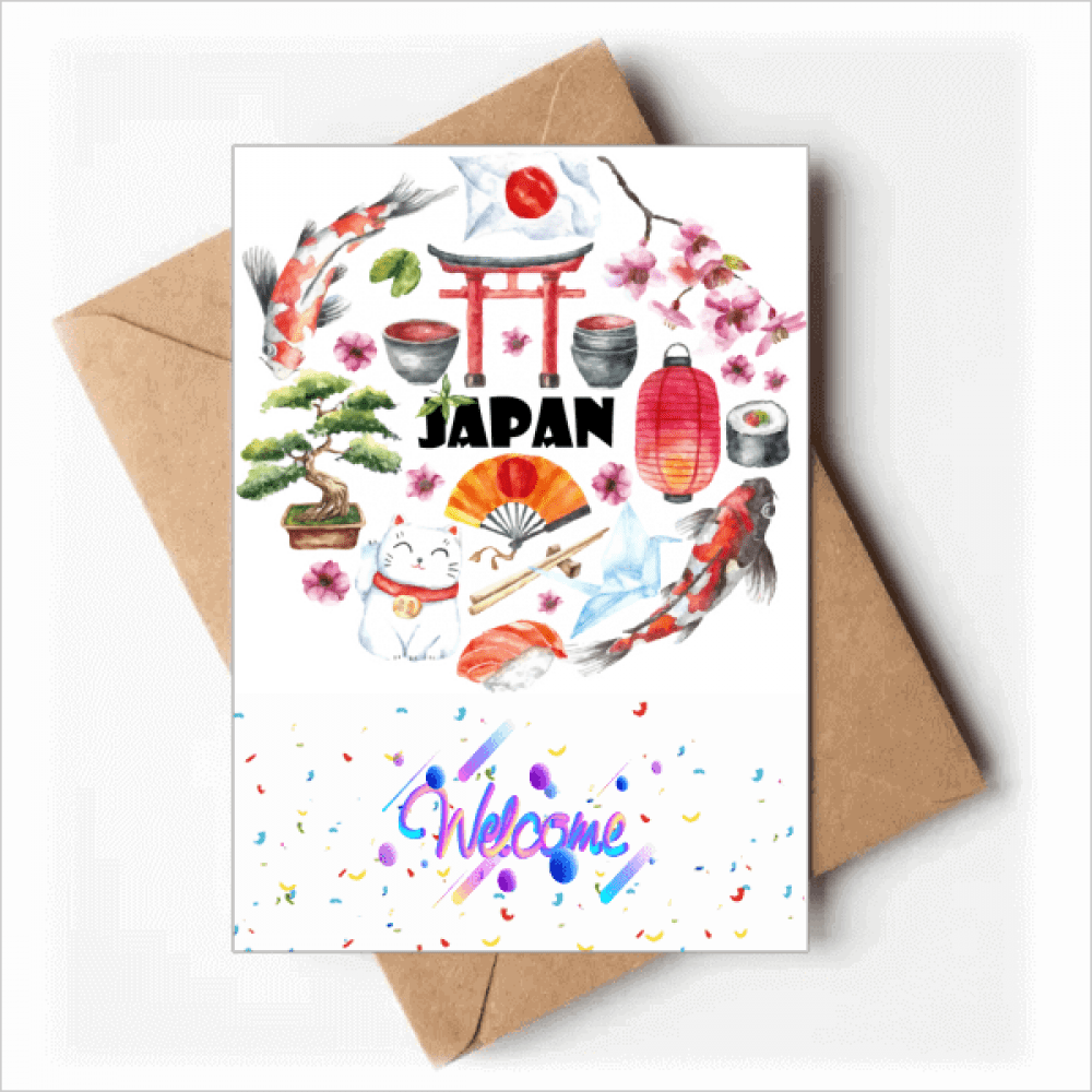 Japan Cute Japanese Style Watercolor Welcome Back Greeting Cards ...