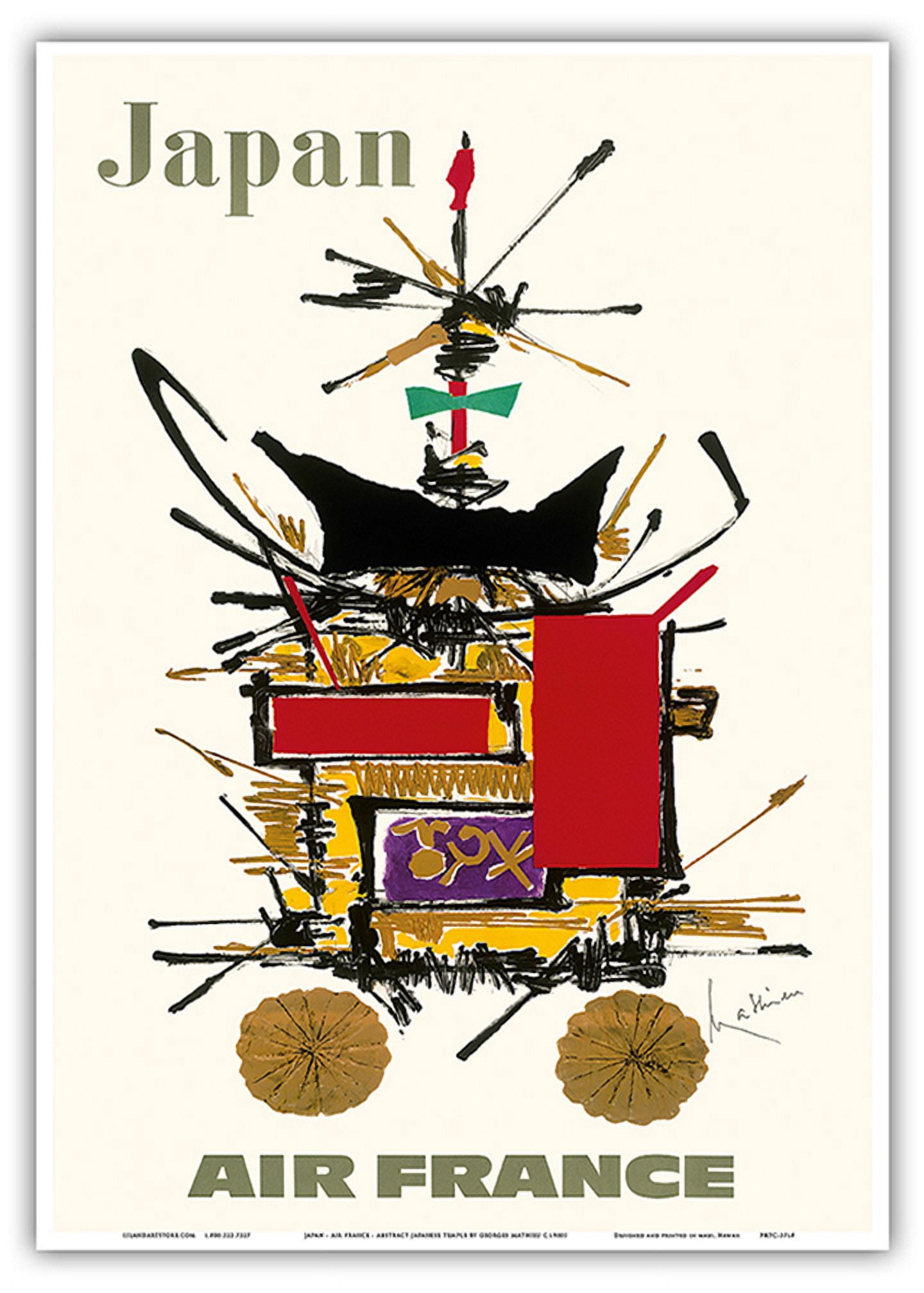 Japan - France - Abstract Japanese Temple - Vintage Airline Travel ...