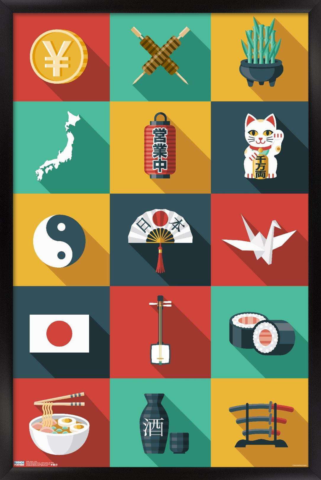 Japan - Grid Wall Poster, 14.725" x 22.375", Framed - Walmart.com