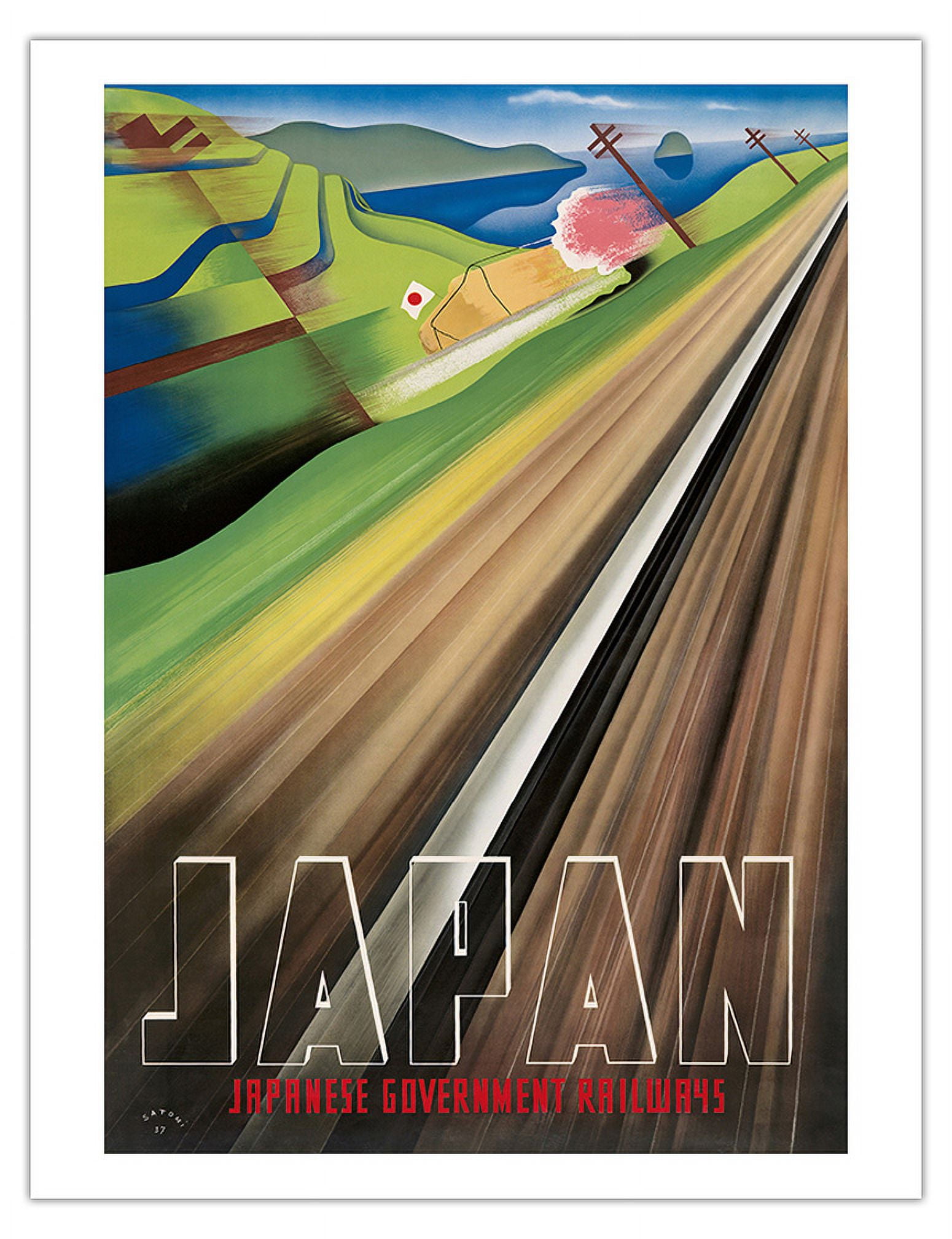 Japan - Japanese Government Railways - Vintage Railroad Travel Poster by Munetsugu Satomi c.1937 ...