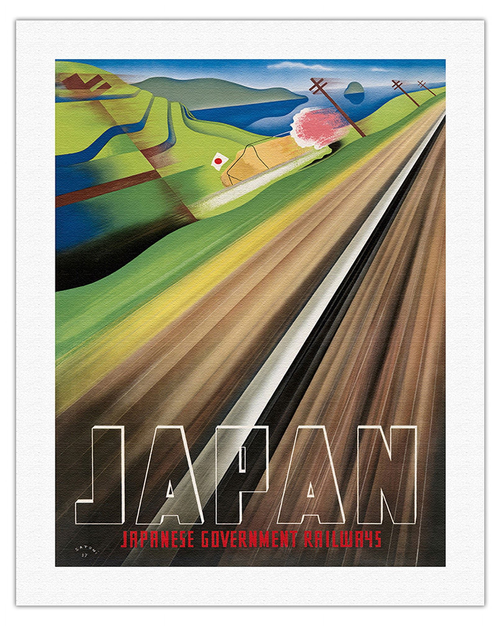 Japan - Japanese Government Railways - Vintage Railroad Travel Poster ...