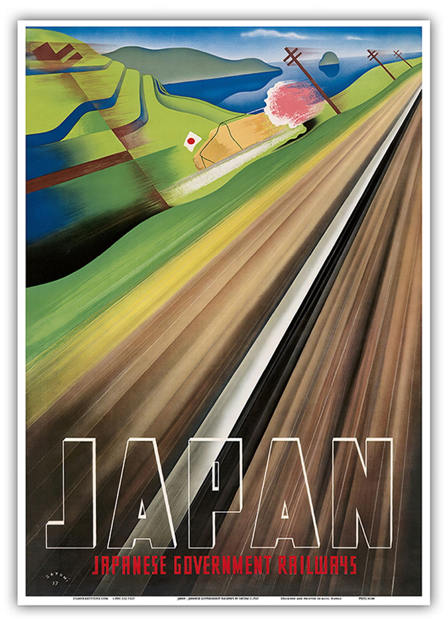 Japan - Japanese Government Railways - Vintage Railroad Travel Poster ...