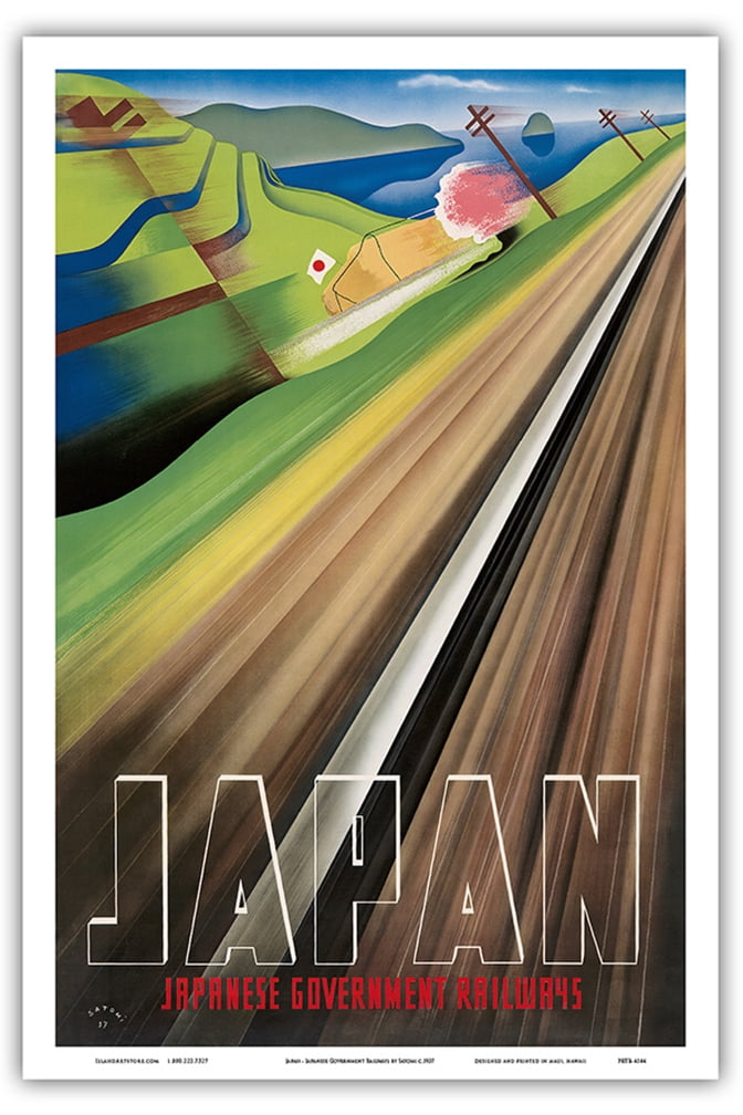 Japan - Japanese Government Railways - Vintage Railroad Travel Poster ...