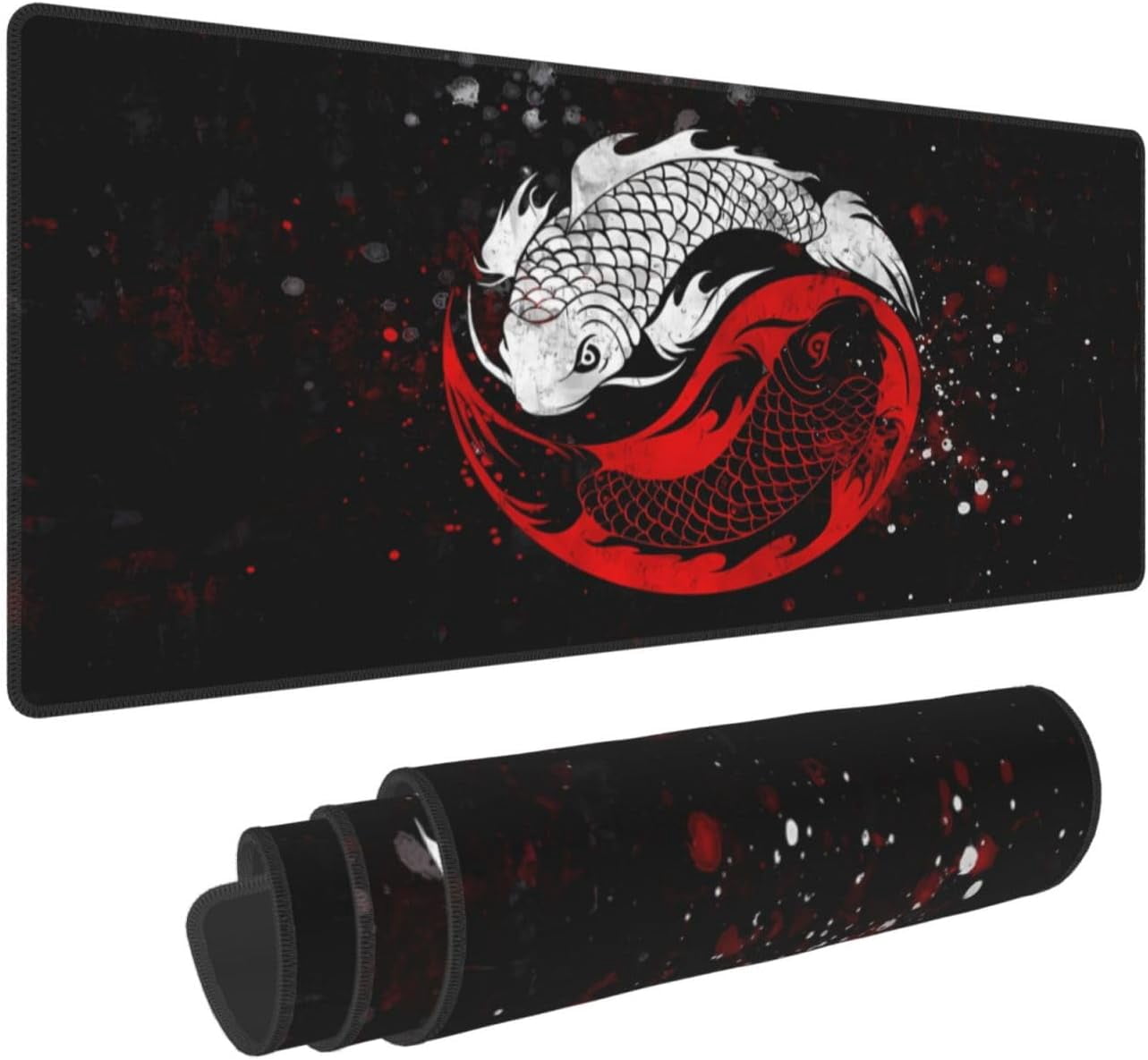 Japan Japanese Yin and Yang Koi Fish Black and Red Gaming Keyboard ...